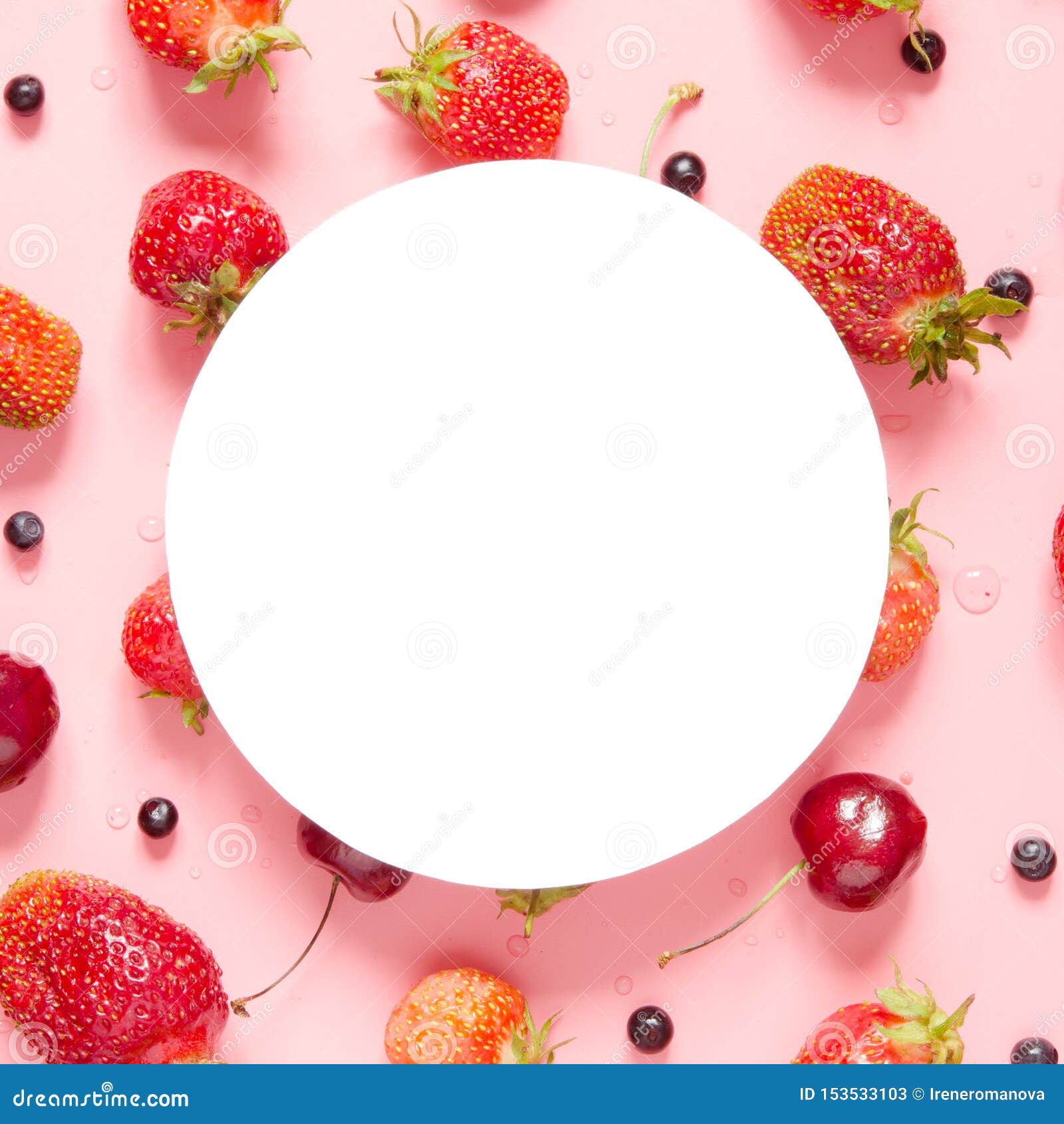 Creative Layout of Berries with Space for Text on White Paper. Mockup ...