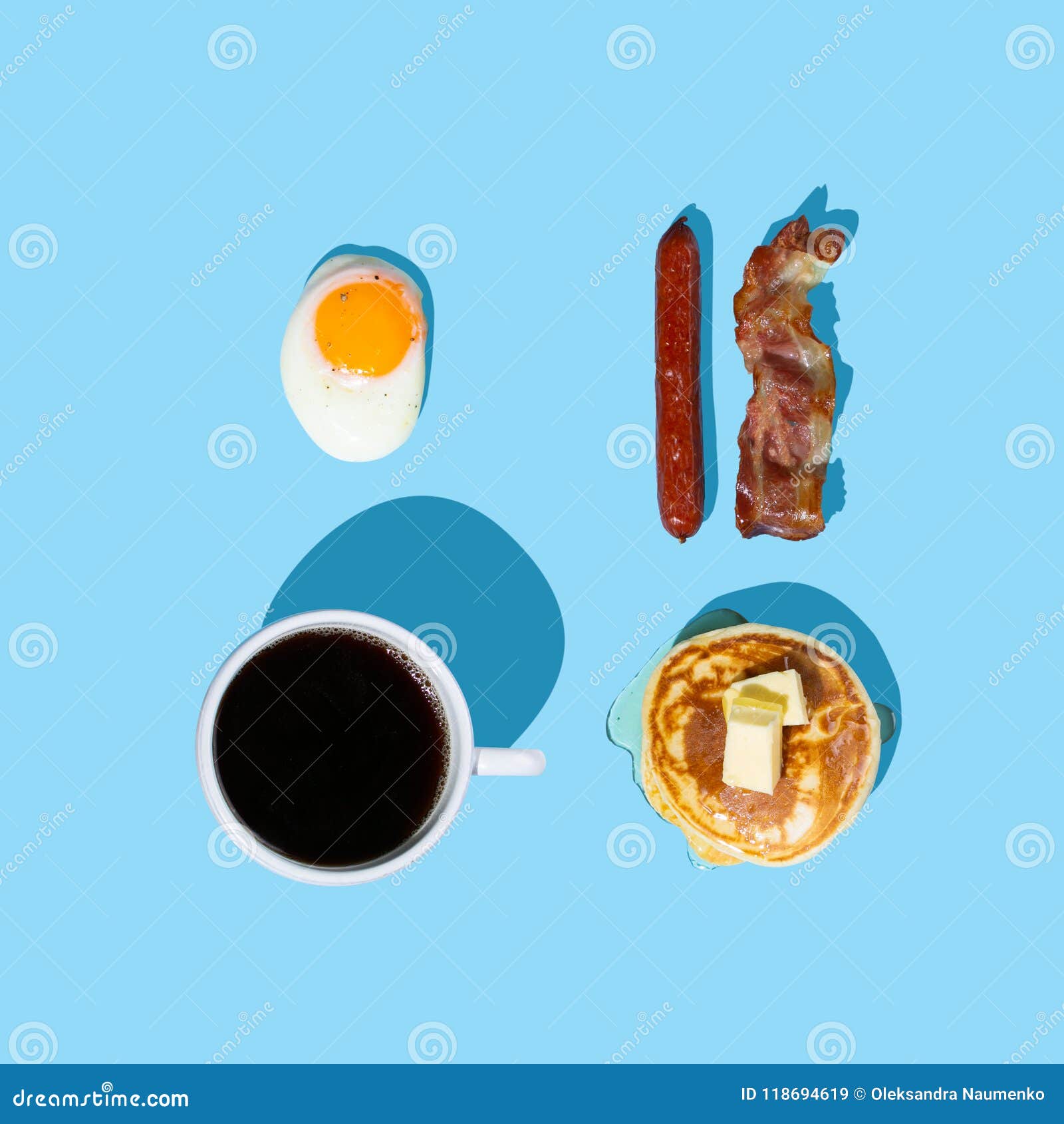 Creative Layout - Breakfast Essentials on White Background Stock Image ...