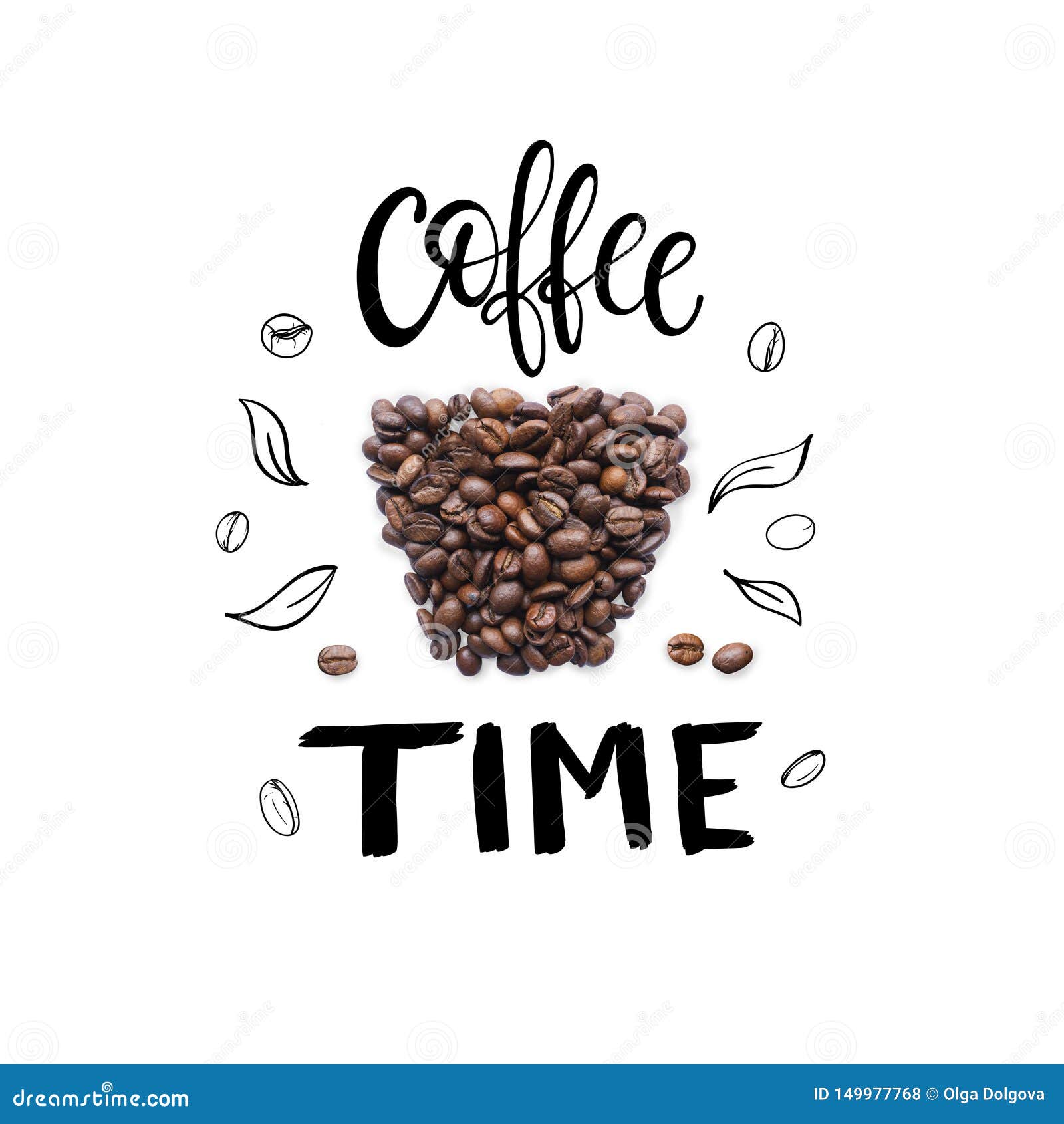 Creative Layout Made of Coffee Beans with Lettering Stock Illustration ...