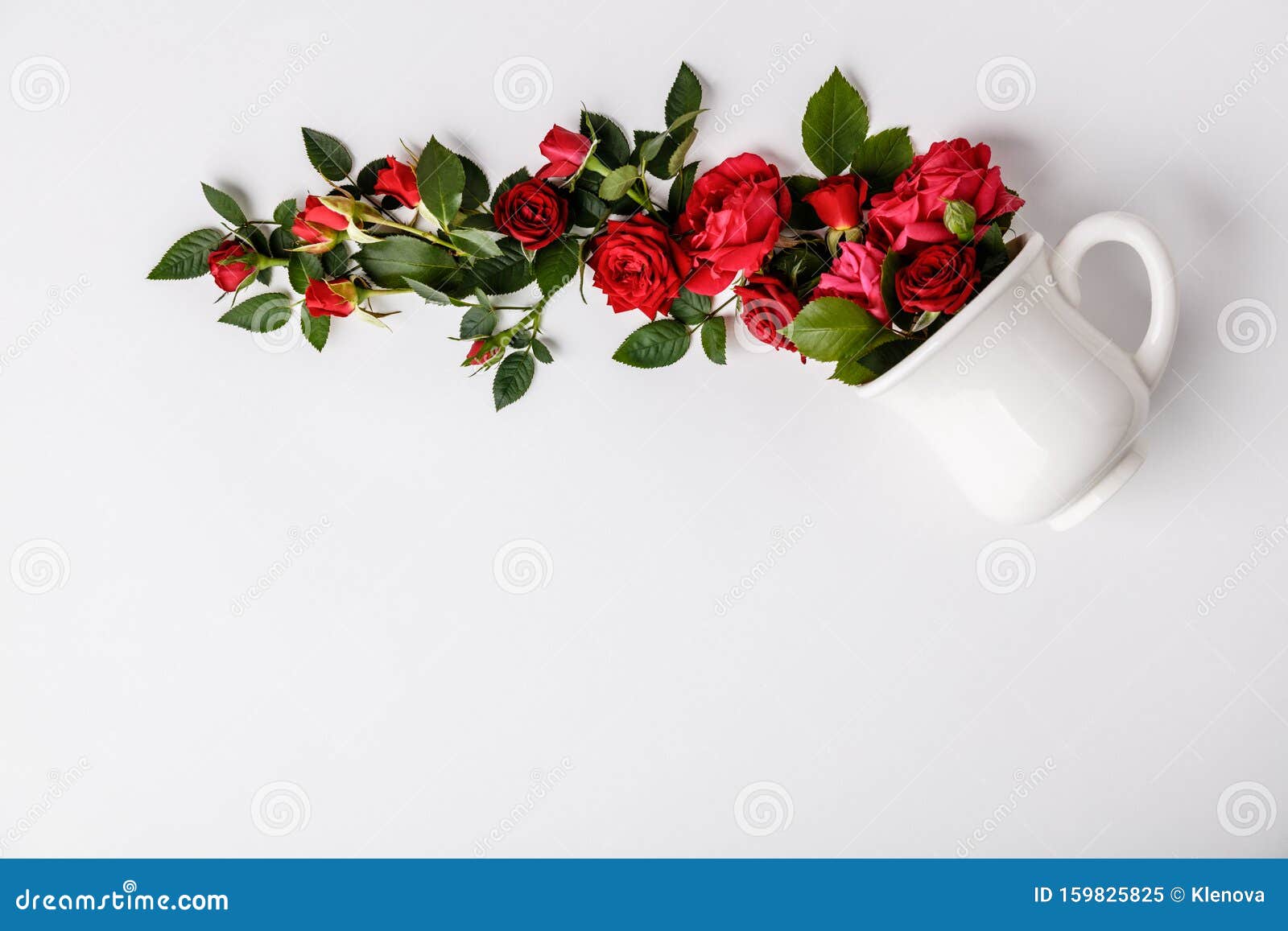 Creative Layout Made of Coffee or Tea Cup with Red Roses on White ...