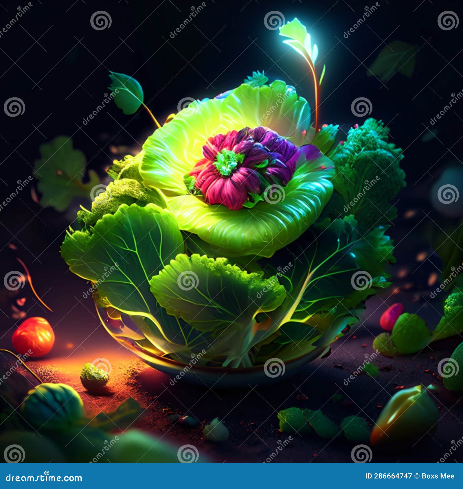 Creative Layout Made of Decorative Cabbage. 3d Rendering, 3d ...