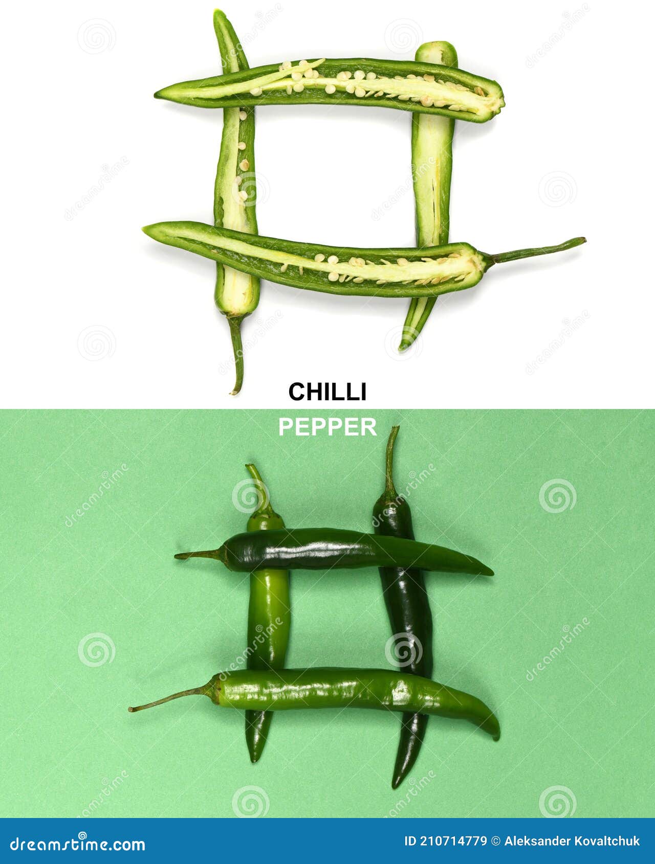 Creative Layout Made of Green Chili Pepper. High Resolution Photo Stock ...
