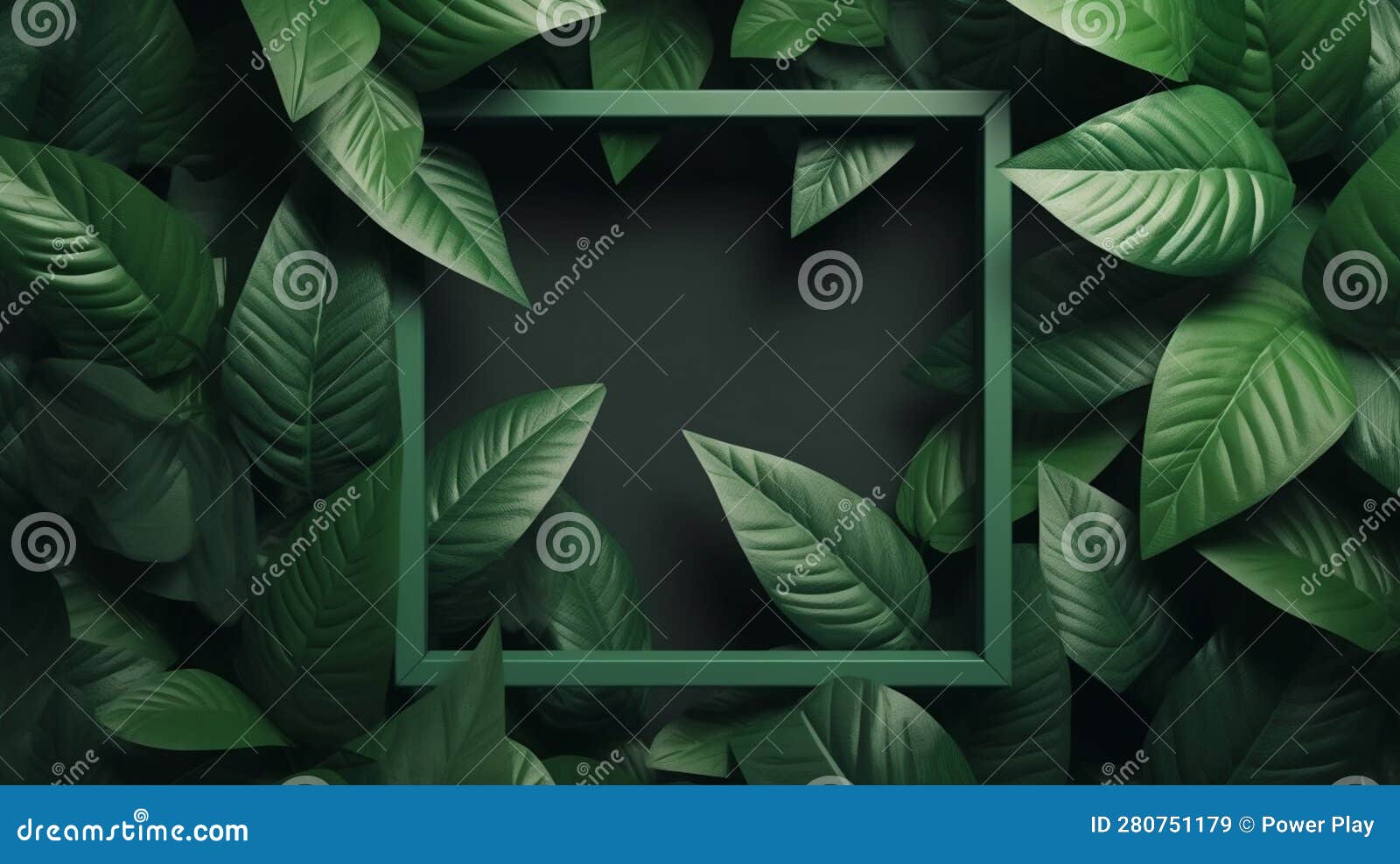Creative Layout Made of Green Leaves with Square Frame. Minimal Nature ...