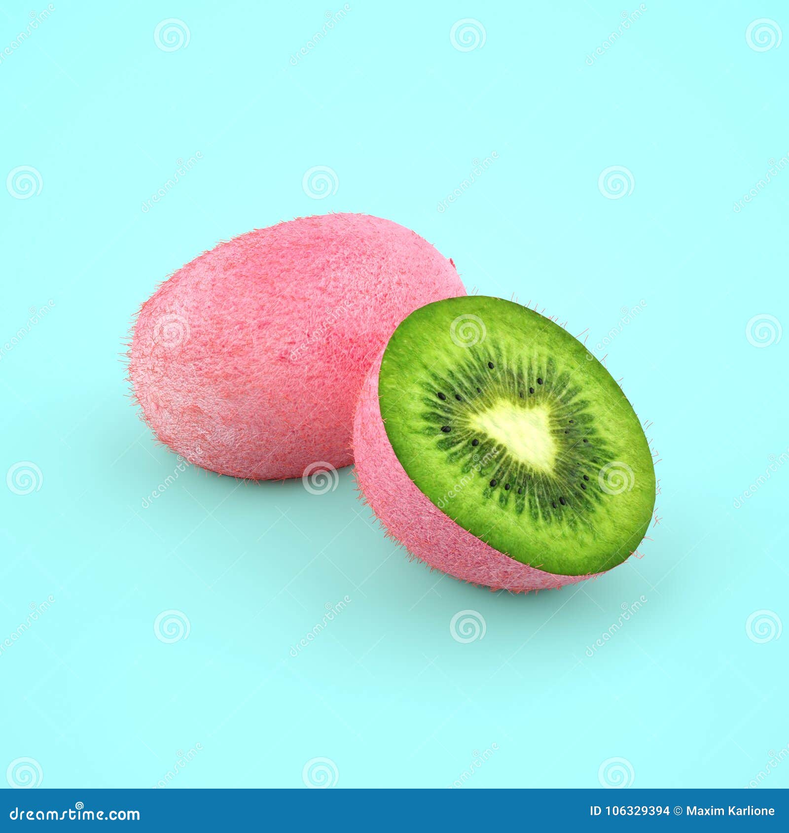 Creative Layout Made of Pink Kiwi on Blue Background. Stock ...