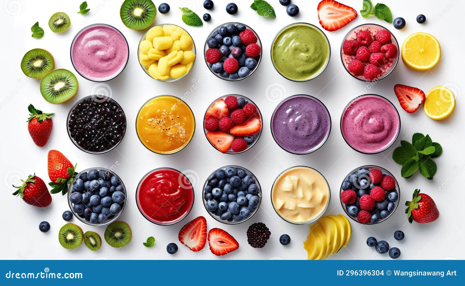 Creative Layout Made of Smoothies and Fruits Around. Generative AI ...