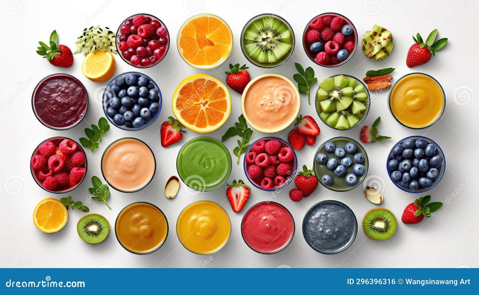 Creative Layout Made of Smoothies and Fruits Around. Generative AI ...