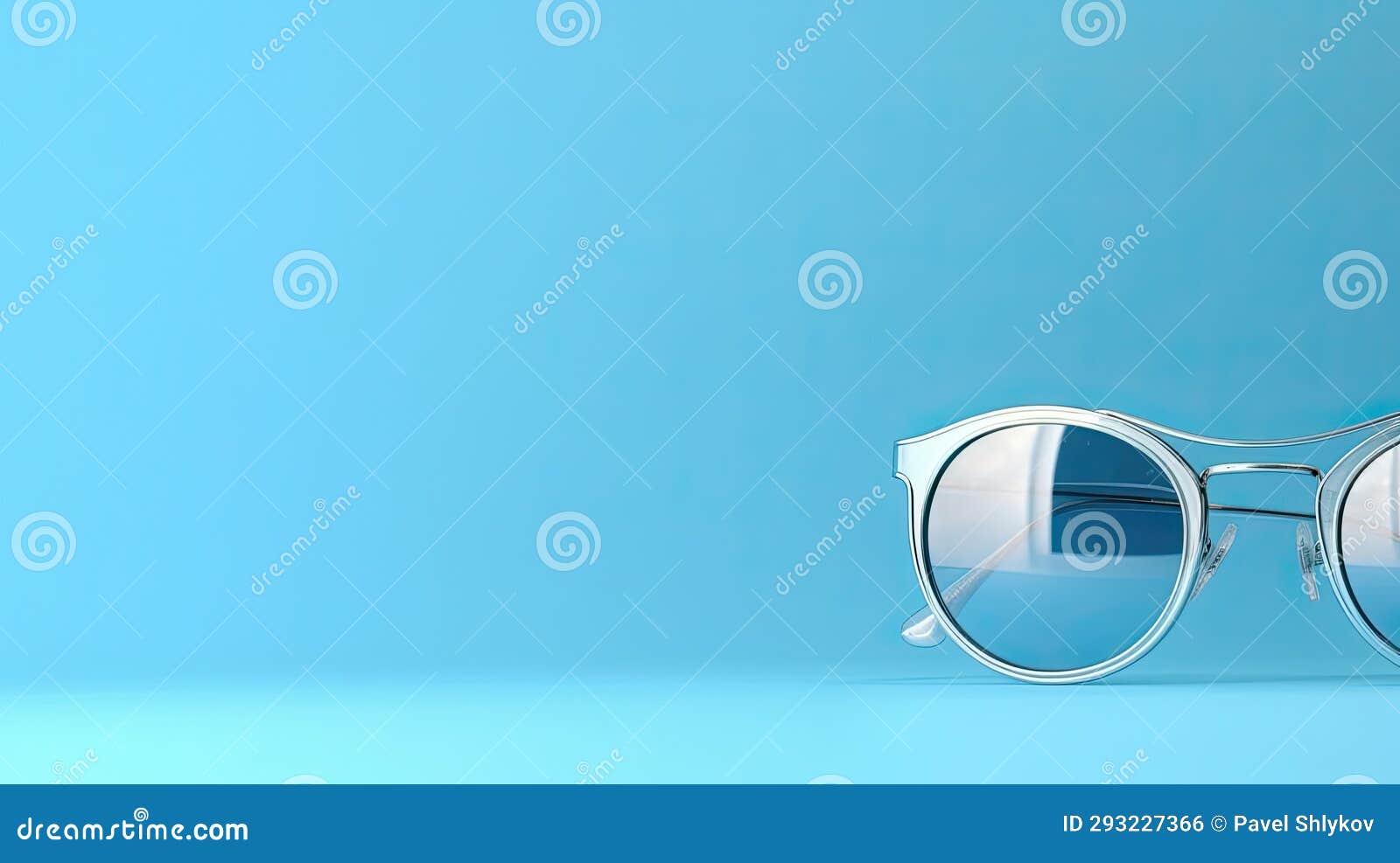 Creative Layout Made of Sunglasses, Flat Lay on Blue Background. Summer ...