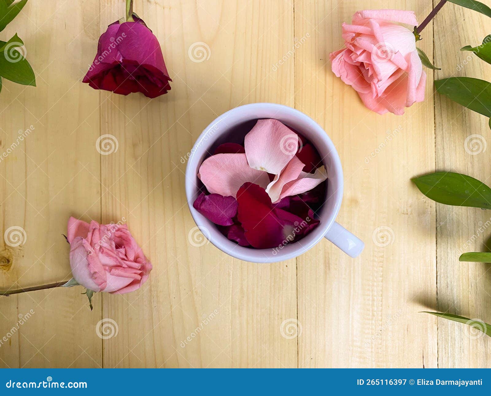 Creative Layout Made of Tea Cup with Rose Petals Stock Image - Image of ...