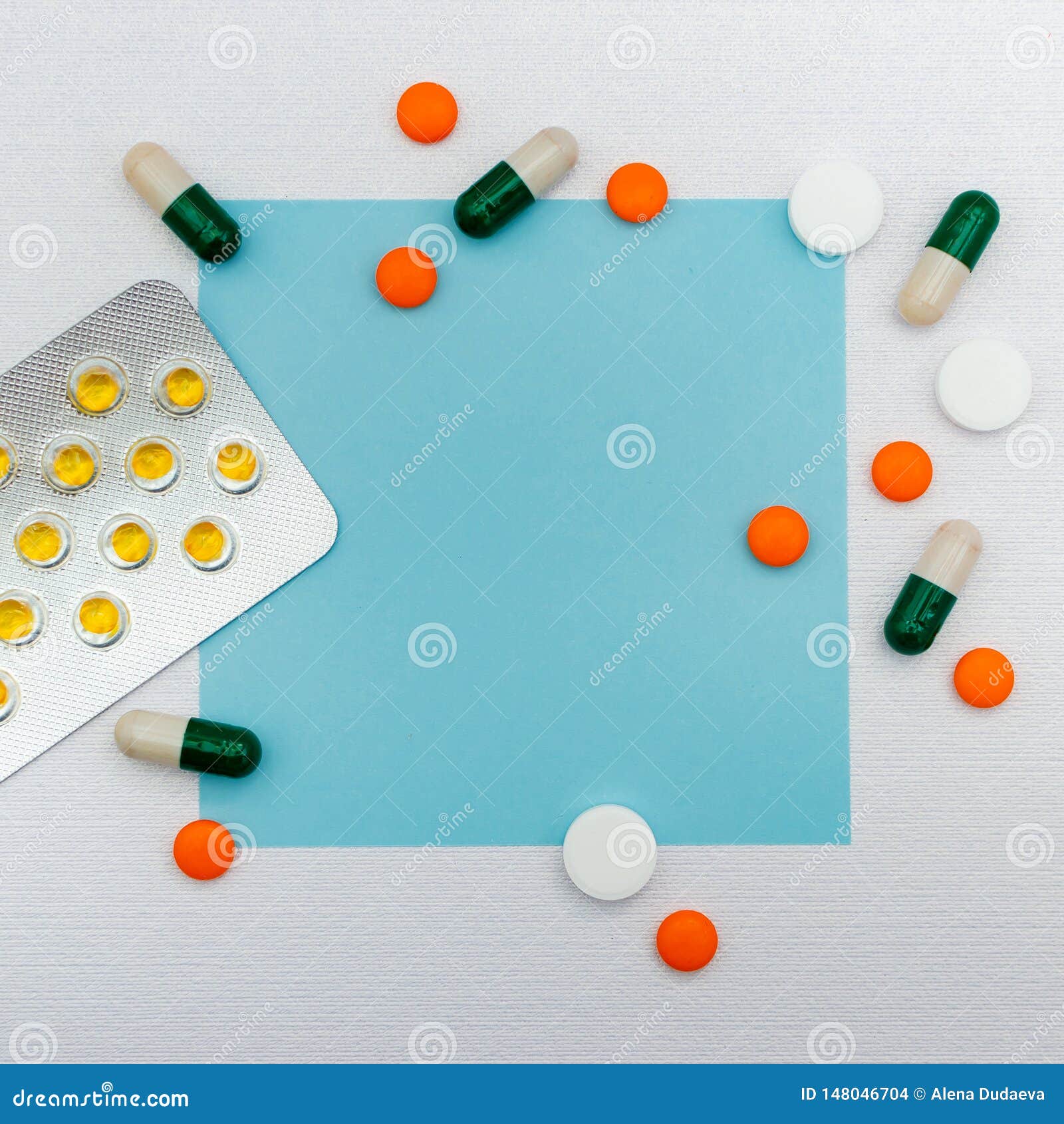 Creative Layout Made of Variety of Tablets and Capsules Stock Photo ...