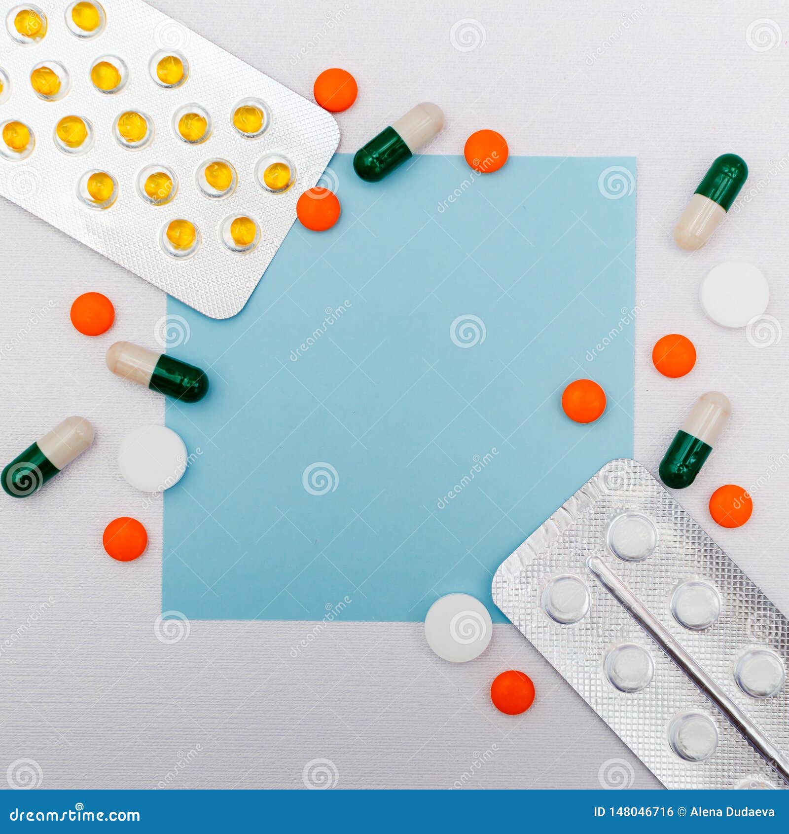 Creative Layout Made of Variety of Tablets and Capsules Stock Photo ...