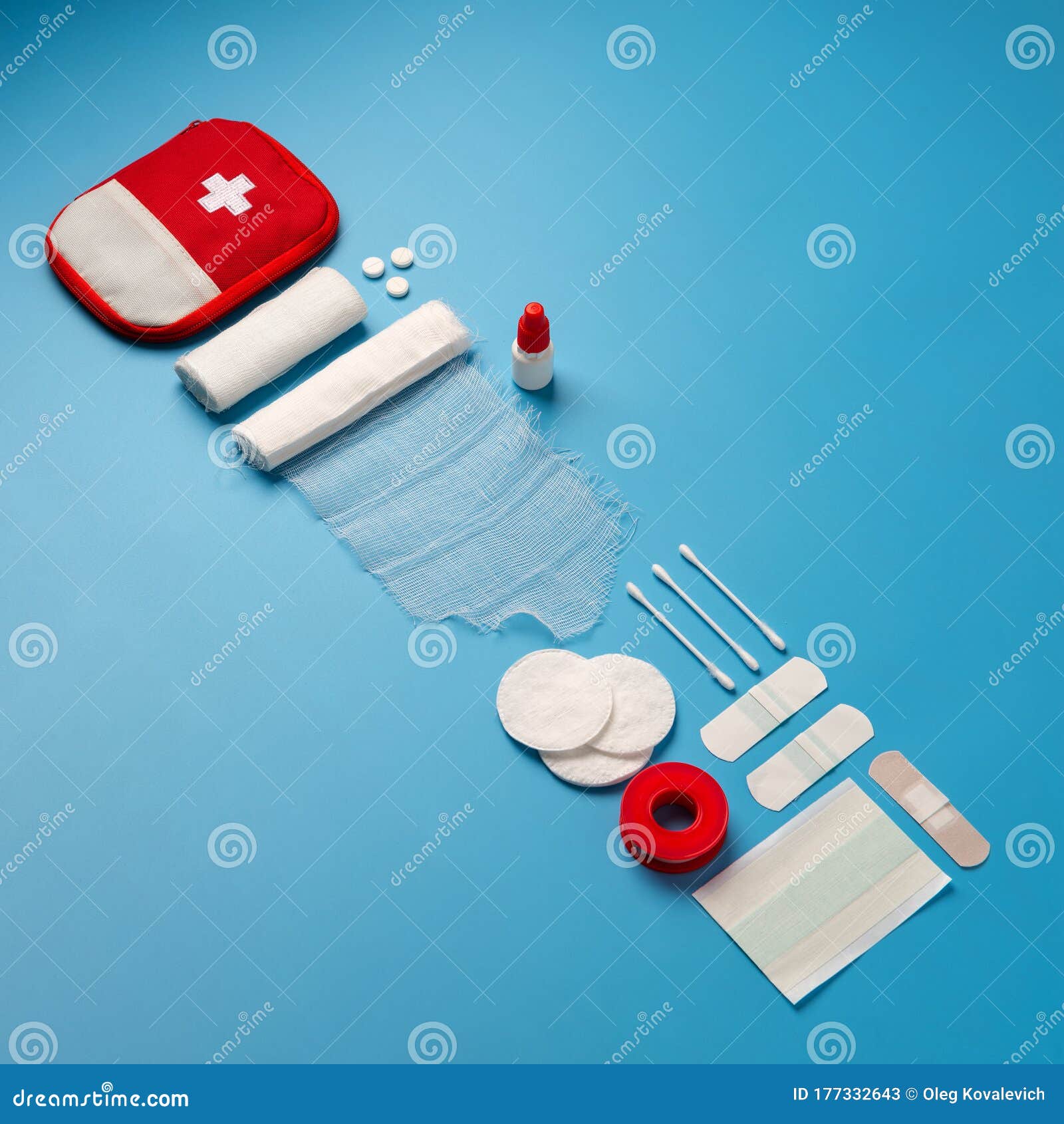 Creative Layout of Medicines for First Aid, First Aid Kit Stock Image ...