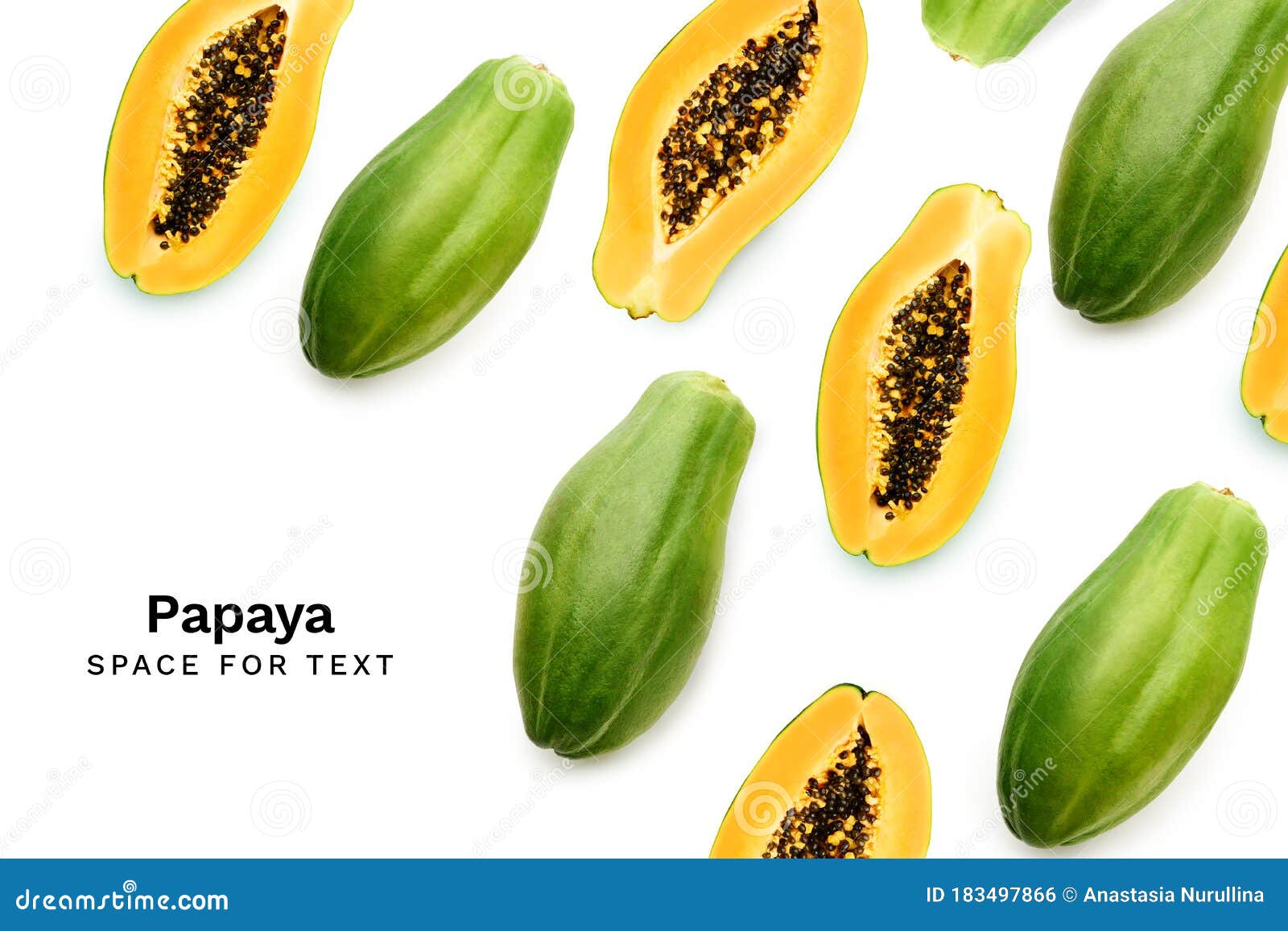 Creative Layout Papaya Whole and Sliced Stock Photo - Image of object ...