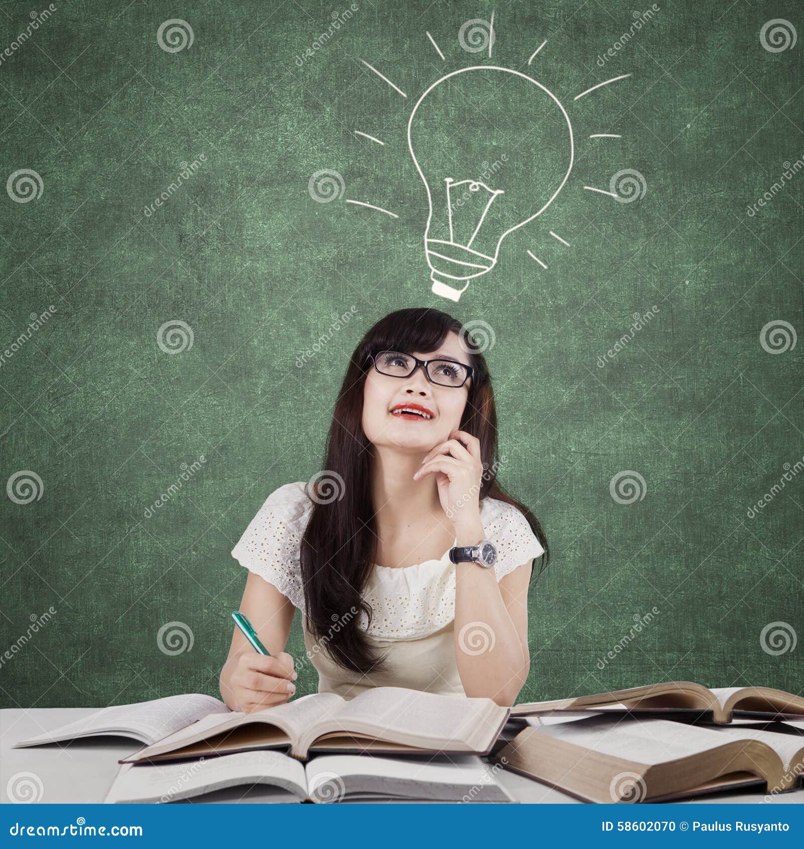 Creative Learner Studying and Thinks Idea in Class Stock Photo - Image ...