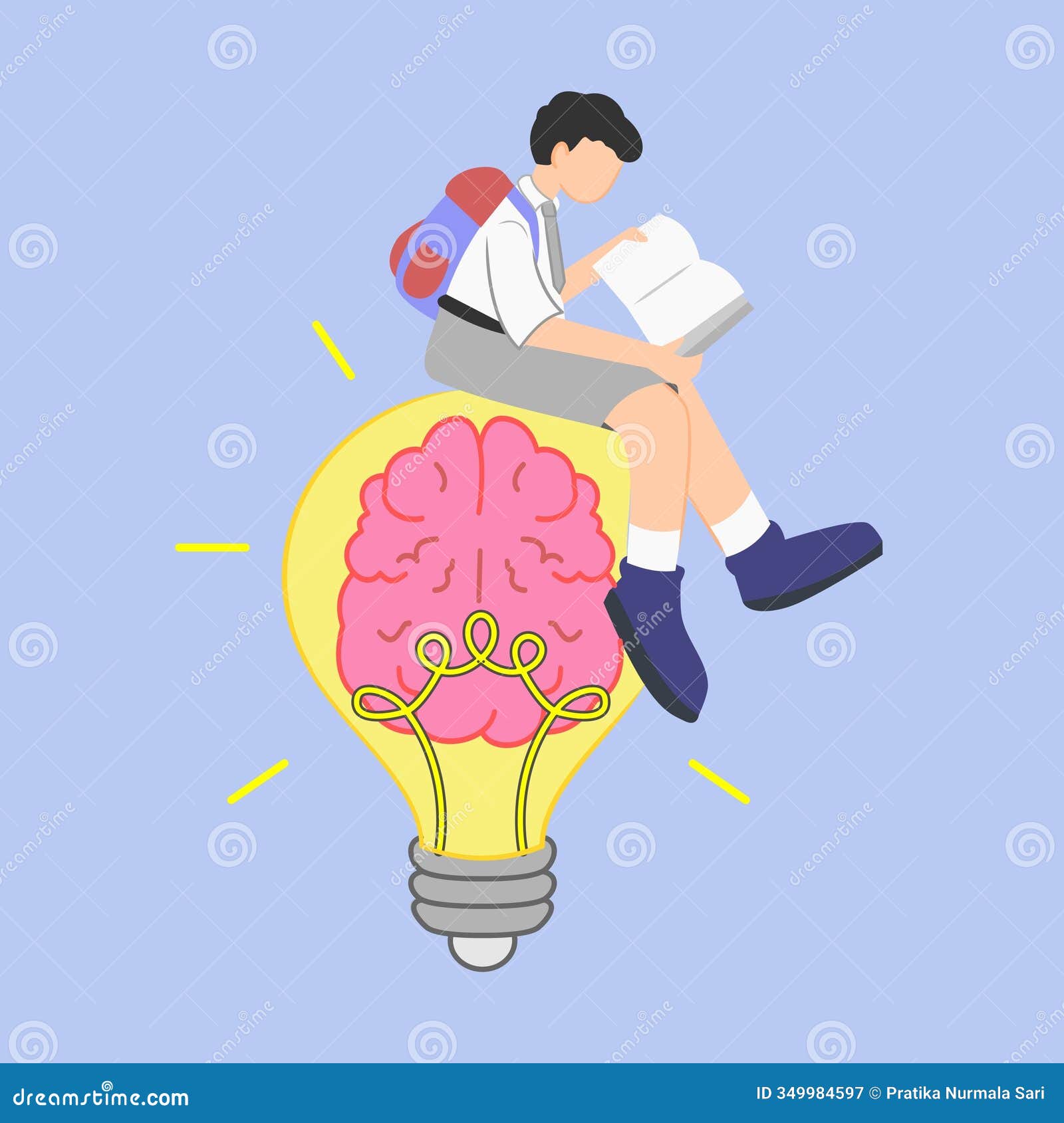Creative Learning Concept with Student and Brain Light Bulb Stock ...