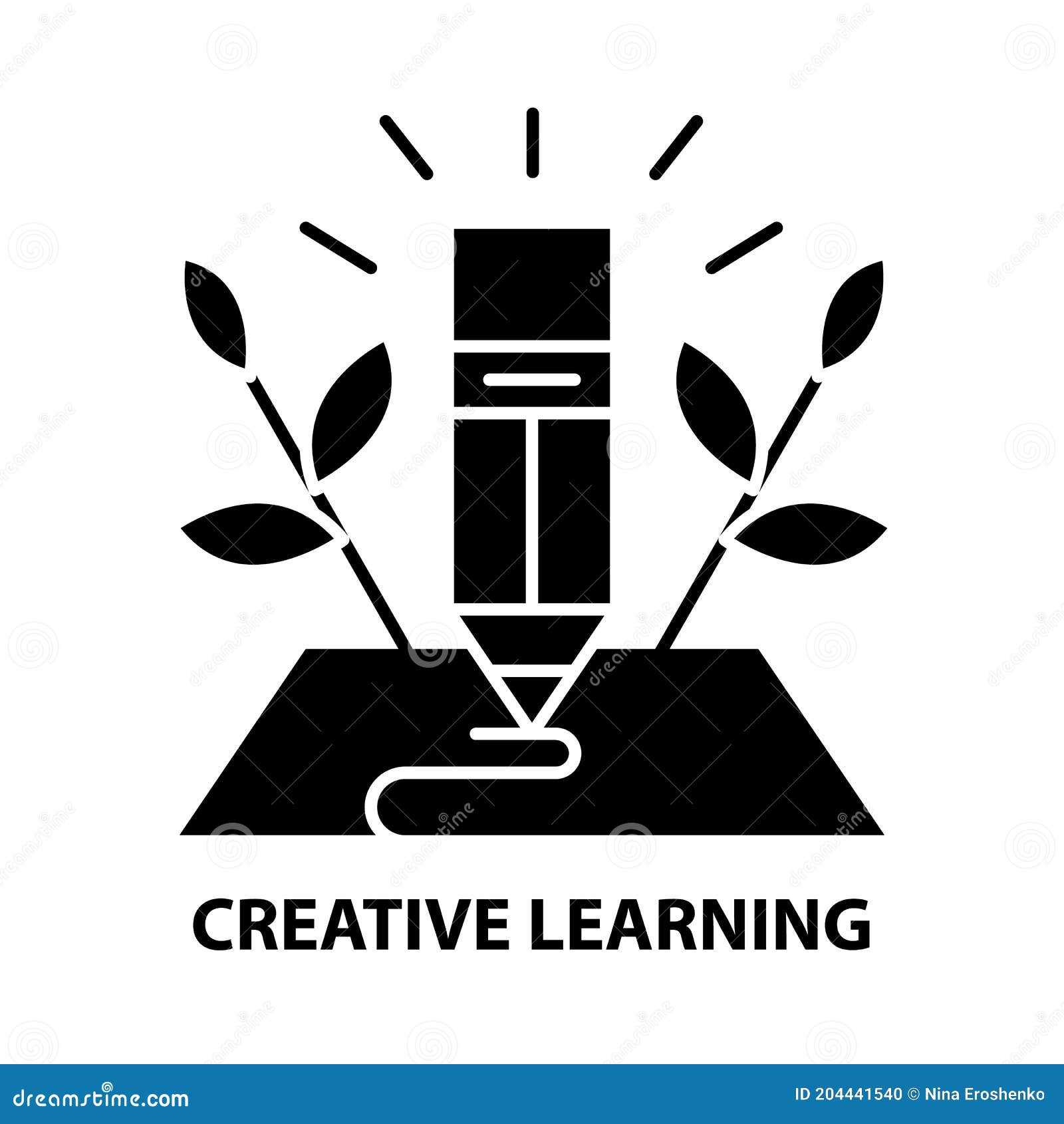 Creative Learning Icon, Black Vector Sign with Editable Strokes ...