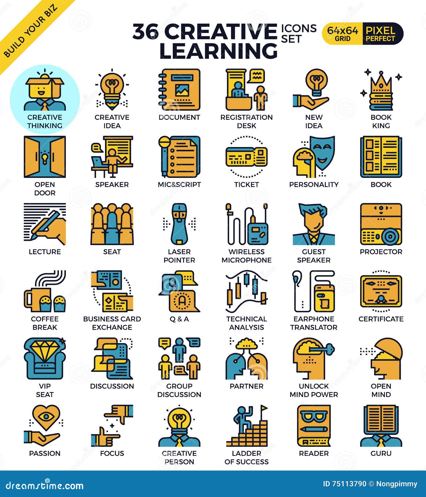 Creative learning icons stock vector. Illustration of give - 75113790