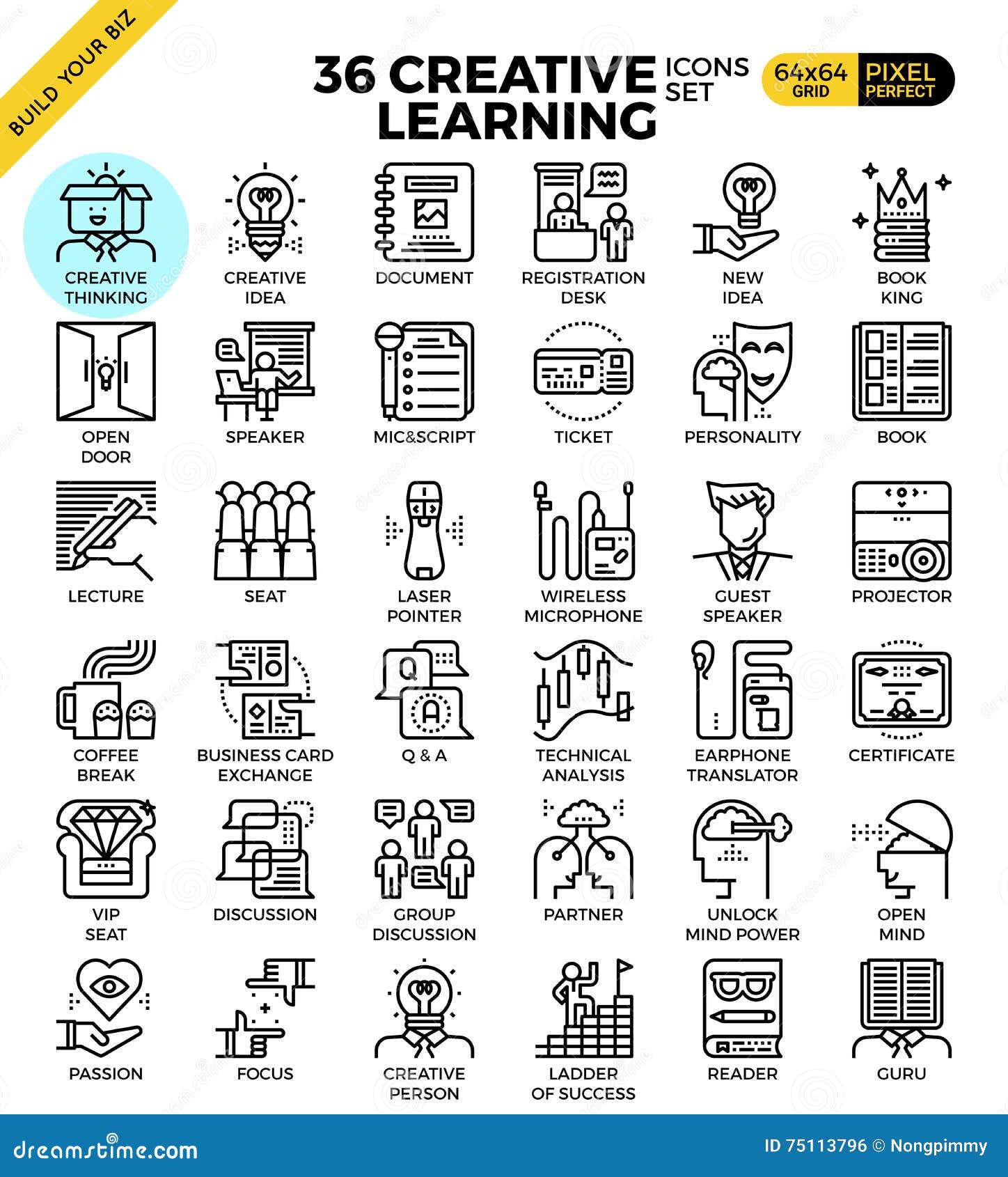 Creative learning icons stock vector. Illustration of head - 75113796