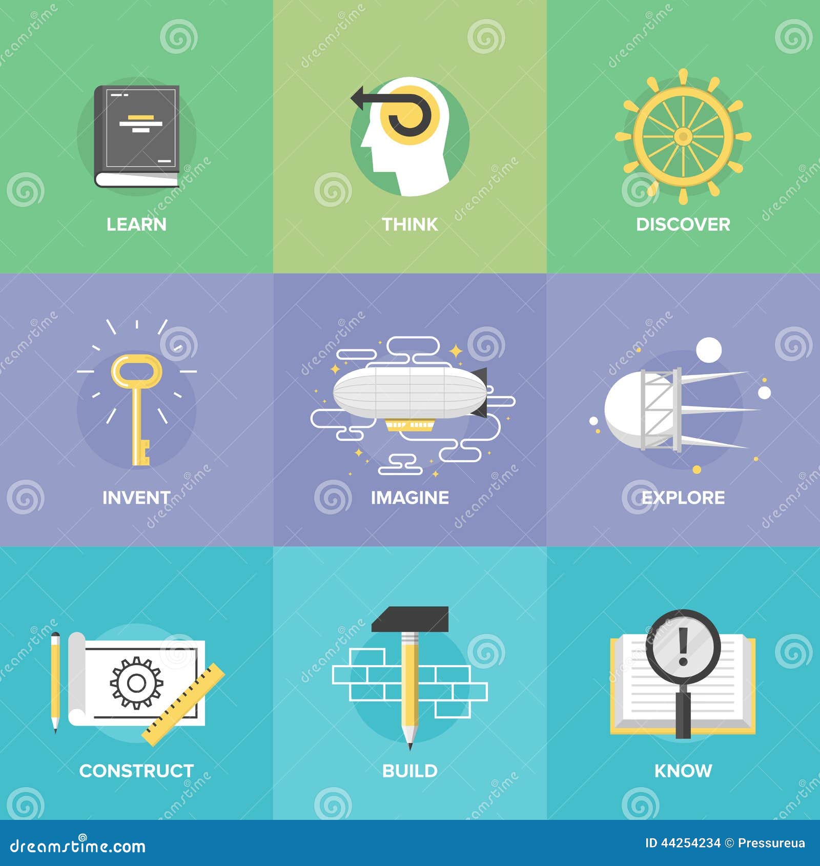 Creative Learning and Imagination Flat Icons Stock Illustration ...