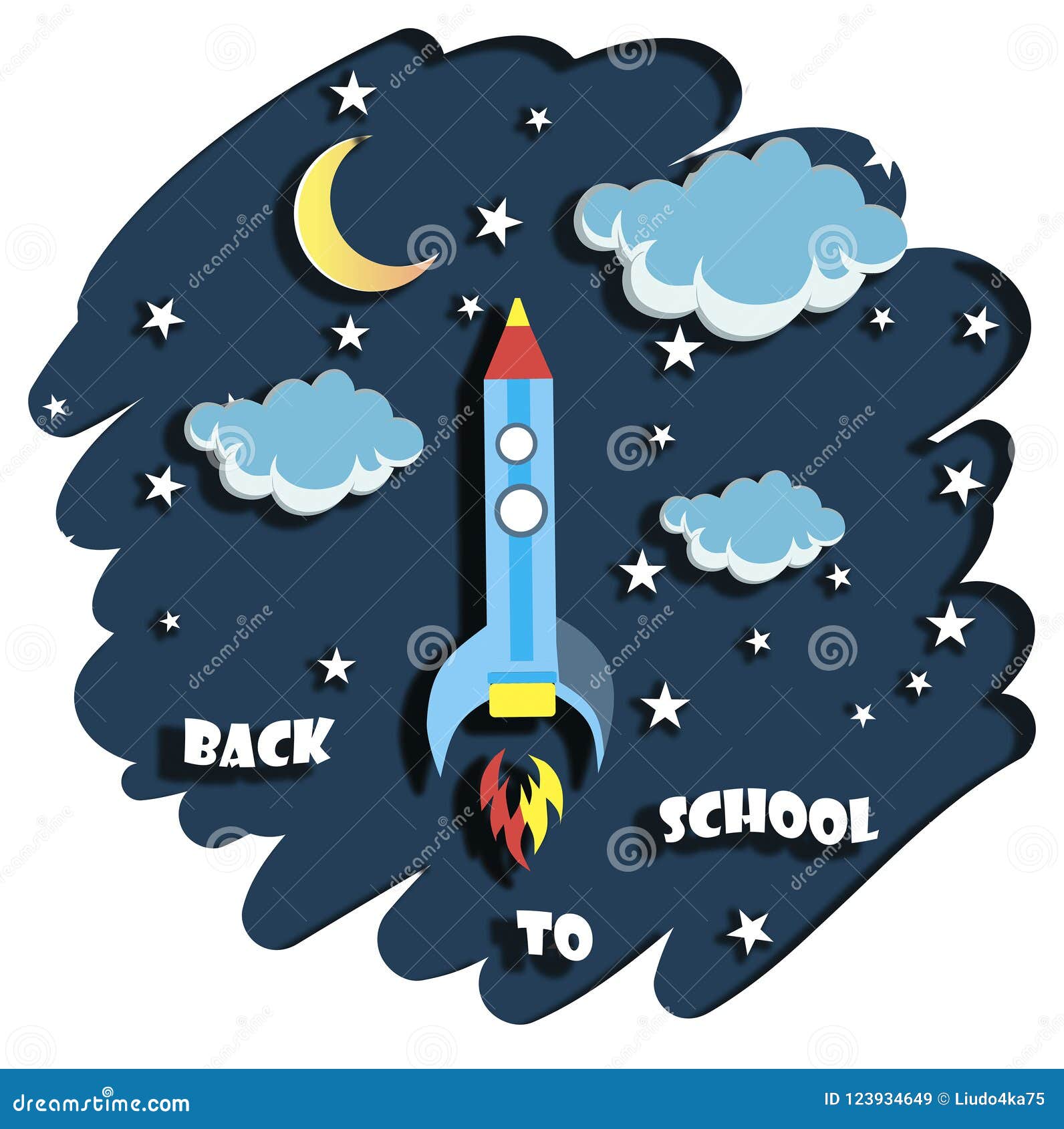 Creative Learning. Launching a Rocket Ship with a Pencil - Sketch in ...