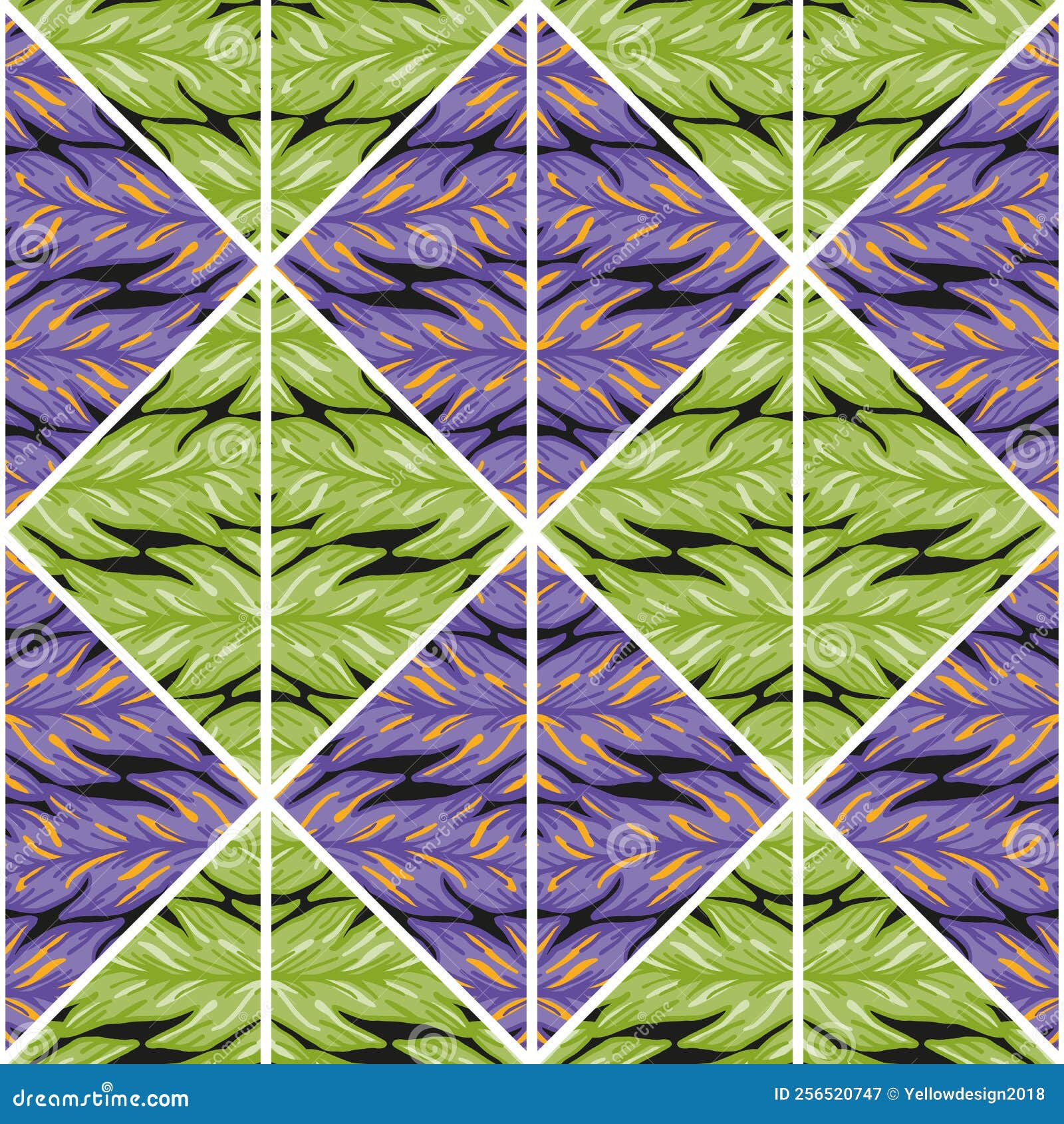 Creative Leaves Shape Mosaic Seamless Pattern. Geometric Botanical ...