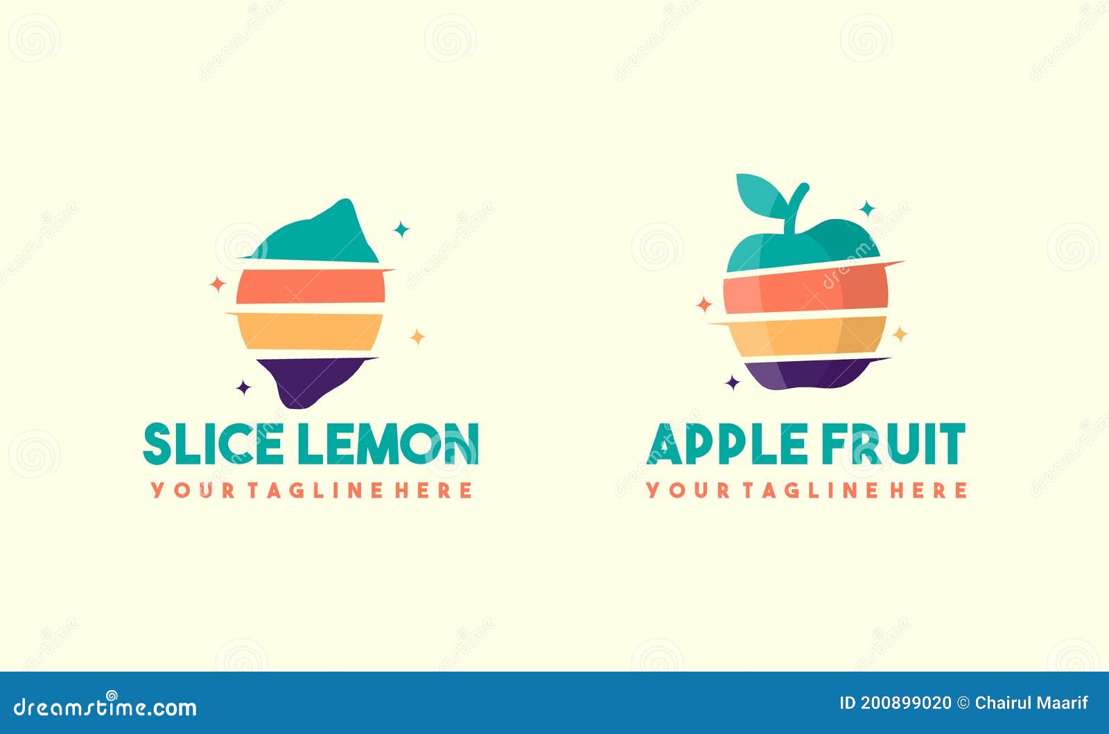 Creative Lemon and Apple Slice Logo Design Stock Illustration ...