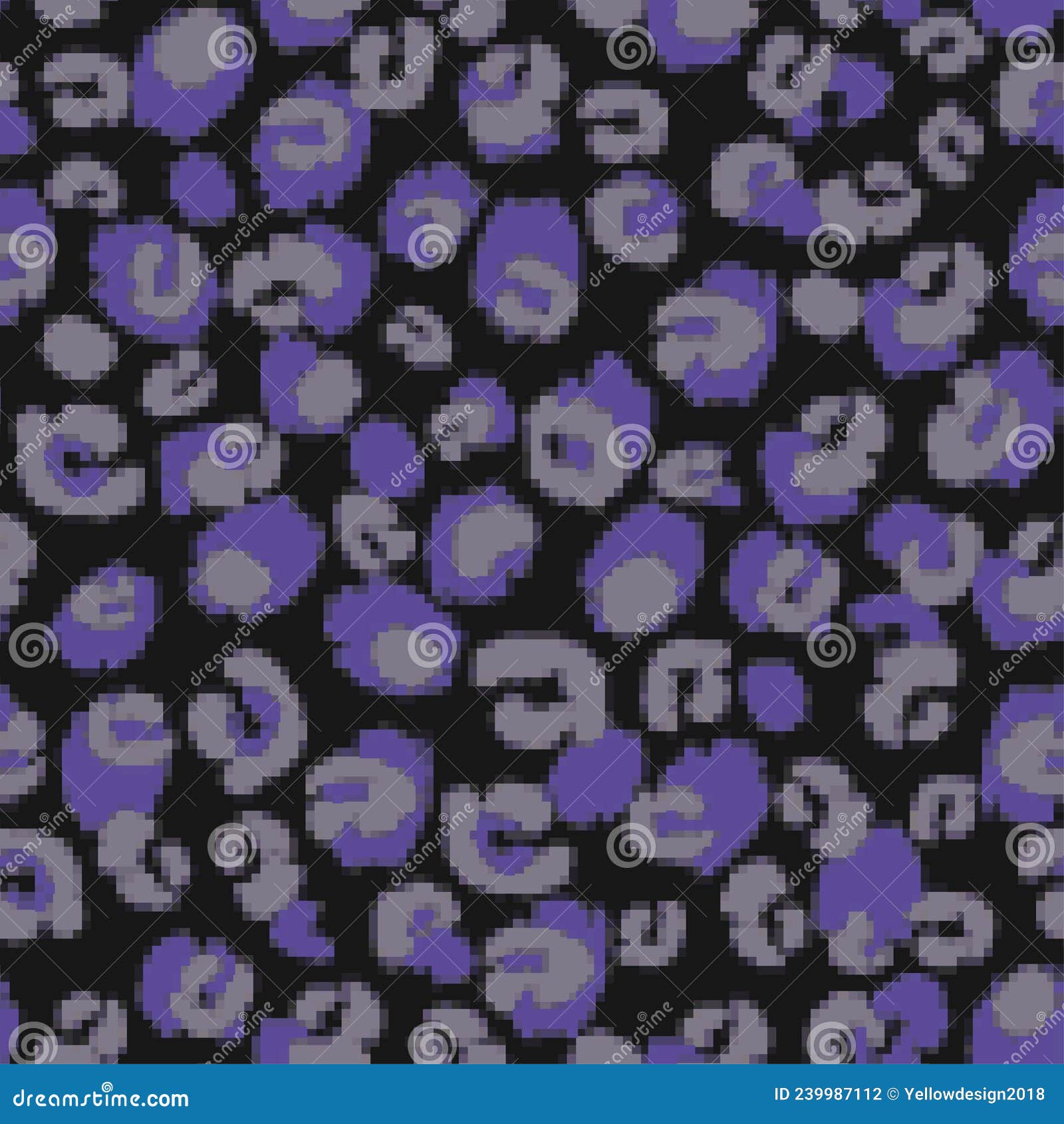 Creative Leopard Seamless Patternin Pixel Art Style. Camouflage Cheetah ...