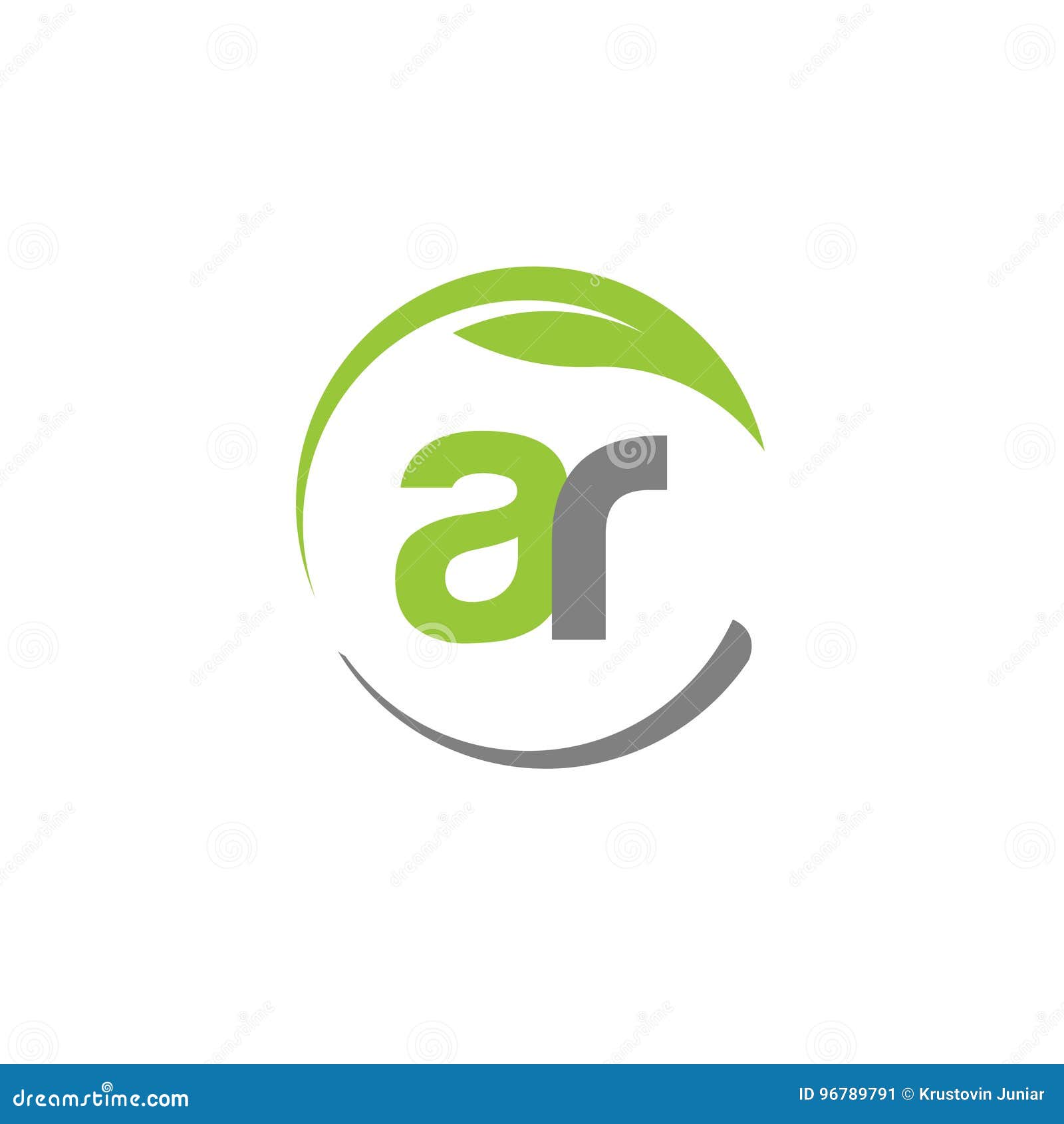 Creative Letter AR with Circle Green Leaf Logo Stock Vector ...