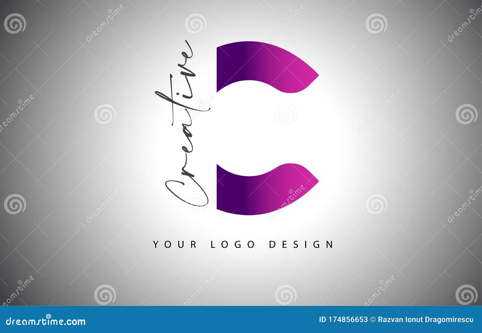 Creative Letter C Logo with Purple Gradient and Creative Letter Cut ...
