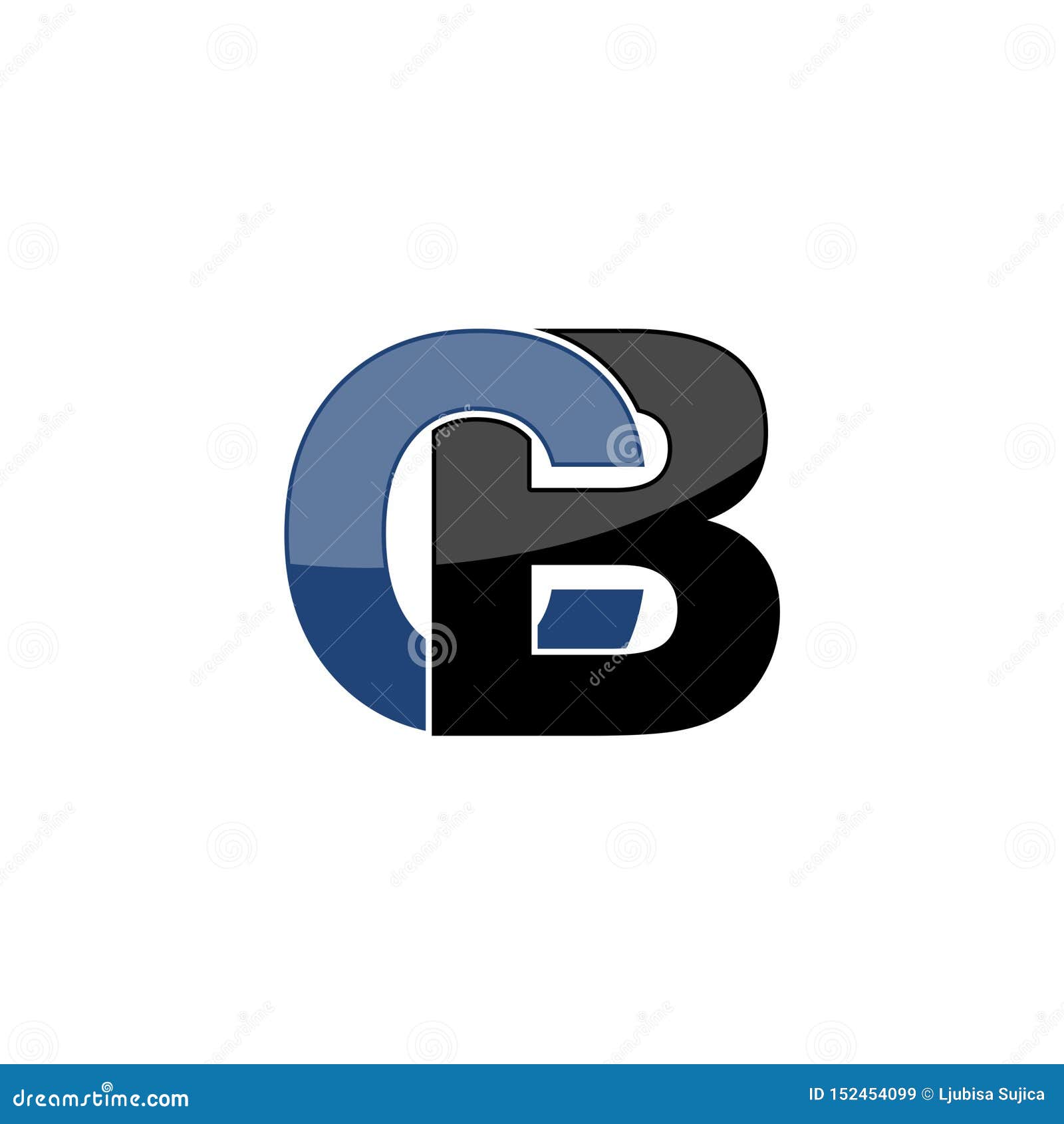 Creative Letter CB Logo Design Black and Blue Logo Elements Stock ...
