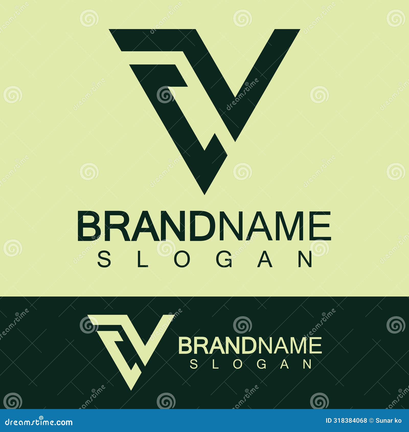 Creative Letter CV or VC Monogram Logo Inverted Triangle Shape Stock ...