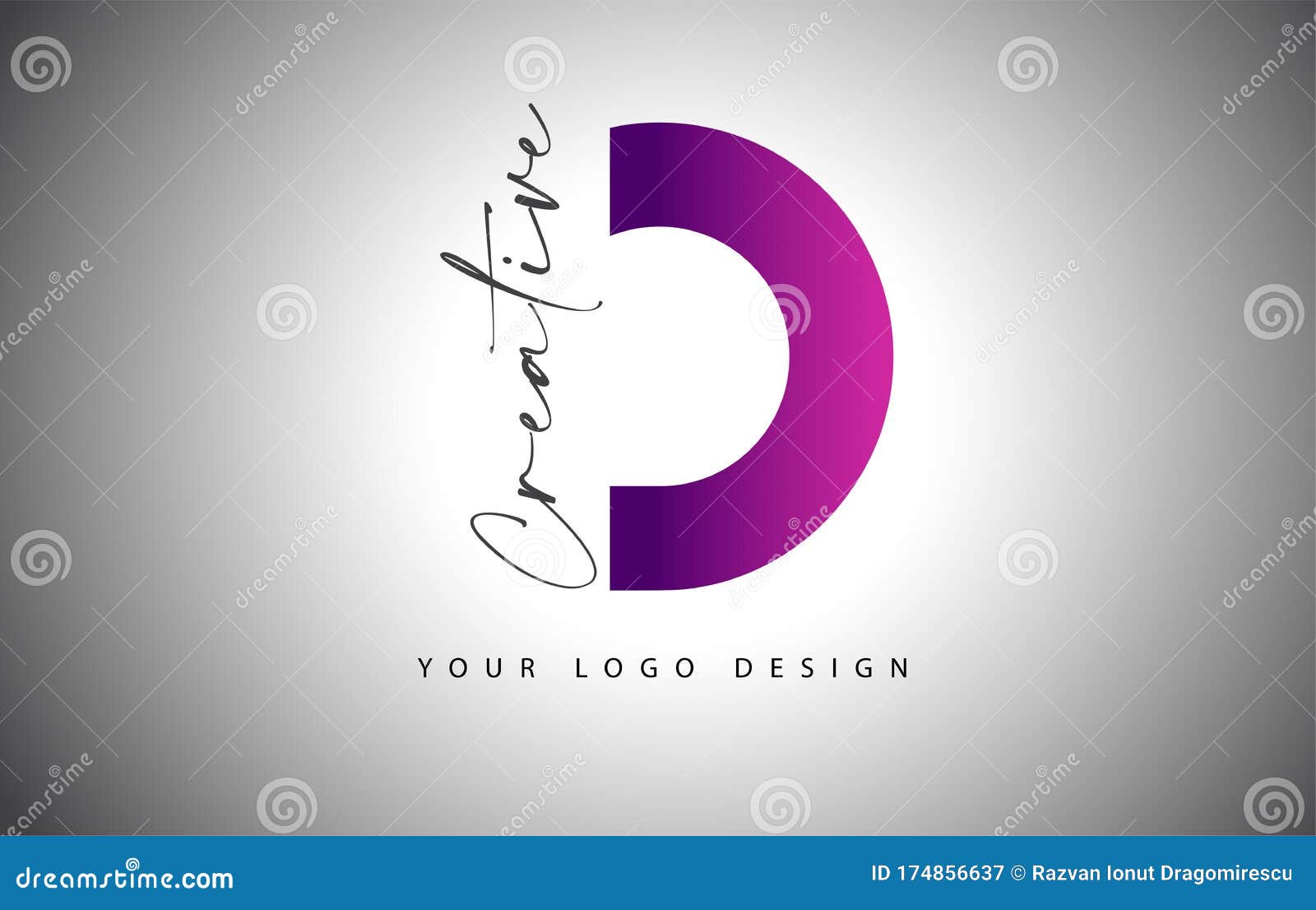 Creative Letter D Logo with Purple Gradient and Creative Letter Cut ...