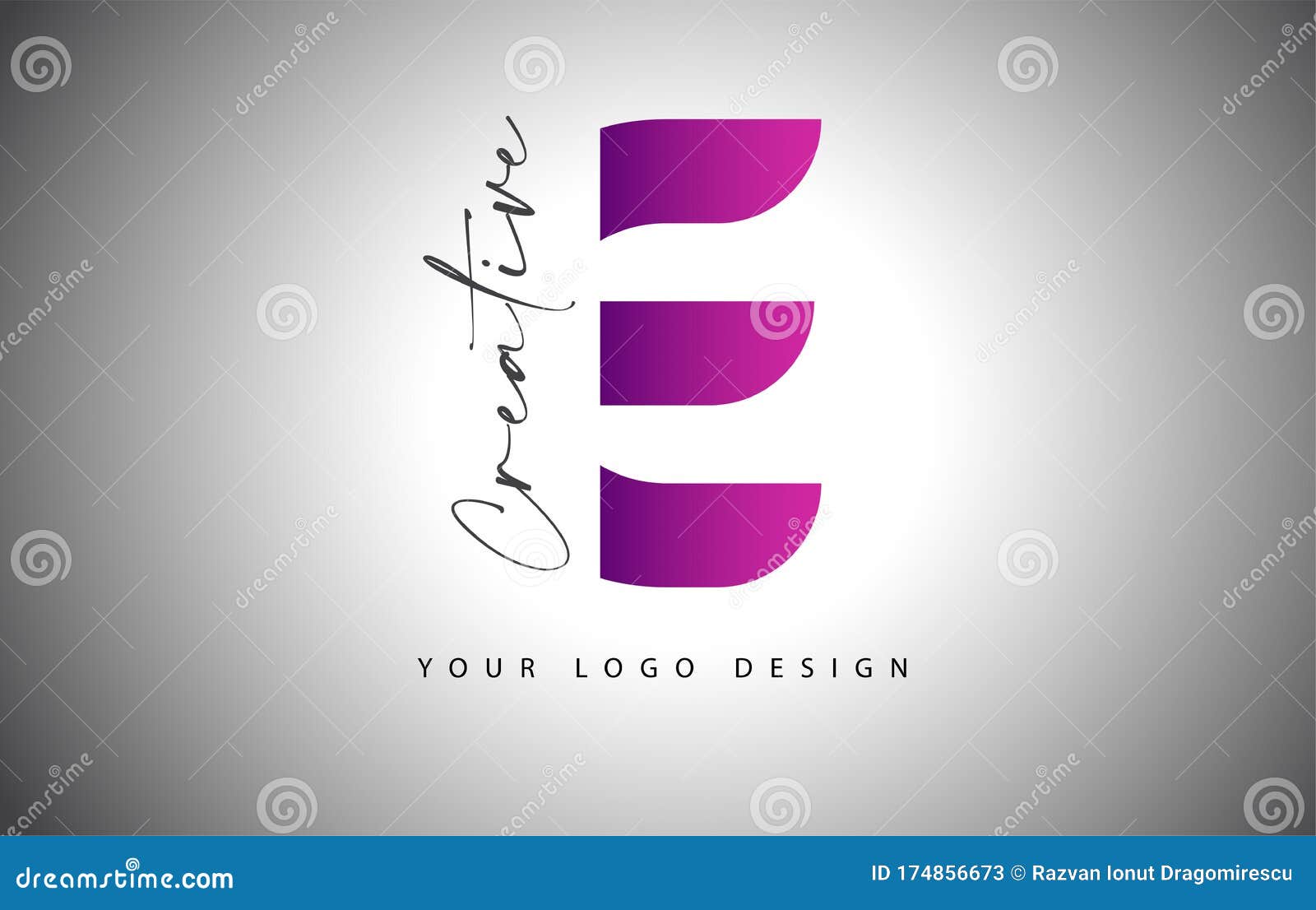 Creative Letter E Logo with Purple Gradient and Creative Letter Cut ...