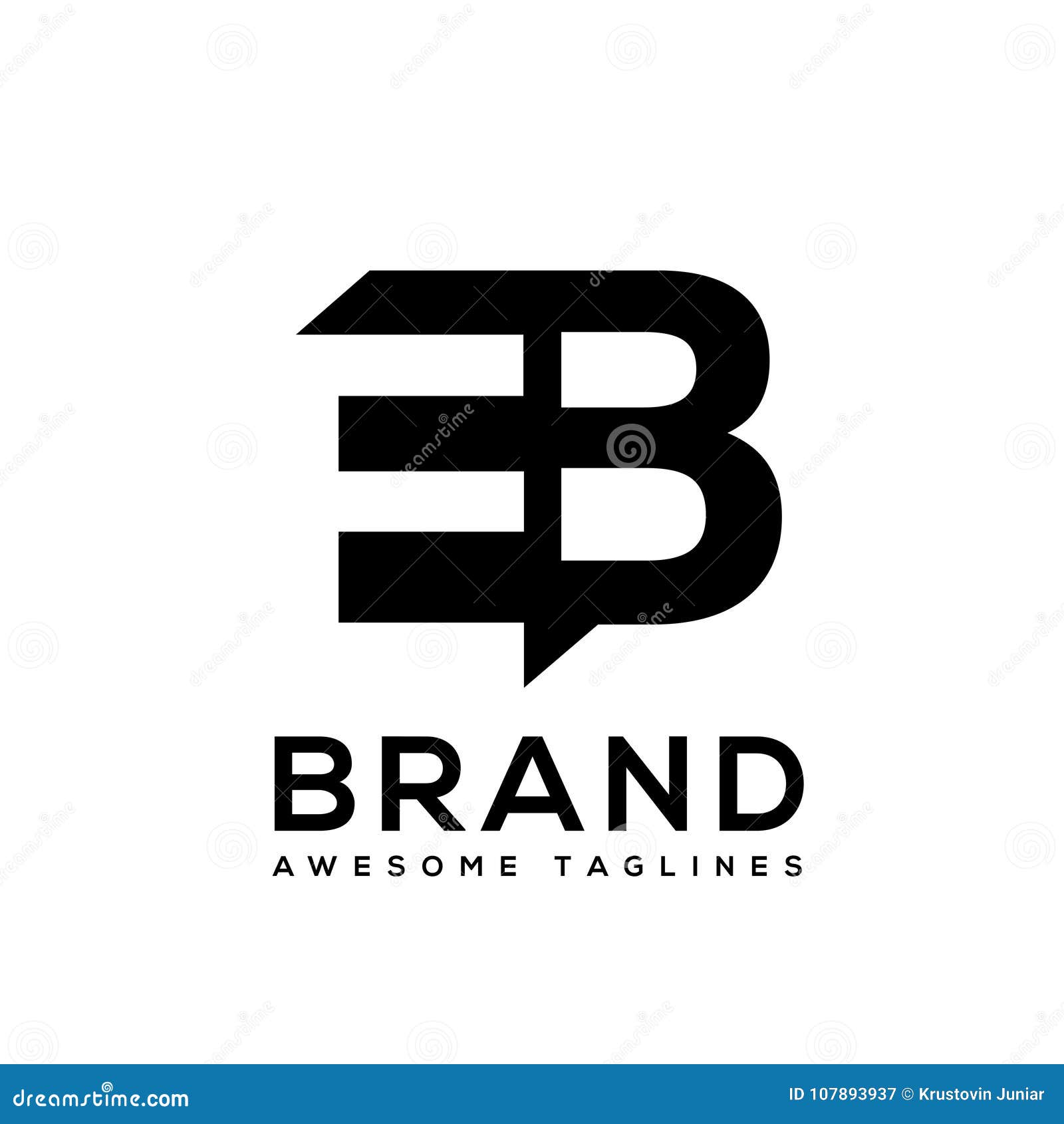 Creative Letter EB Logo Design Black and White Stock Vector ...