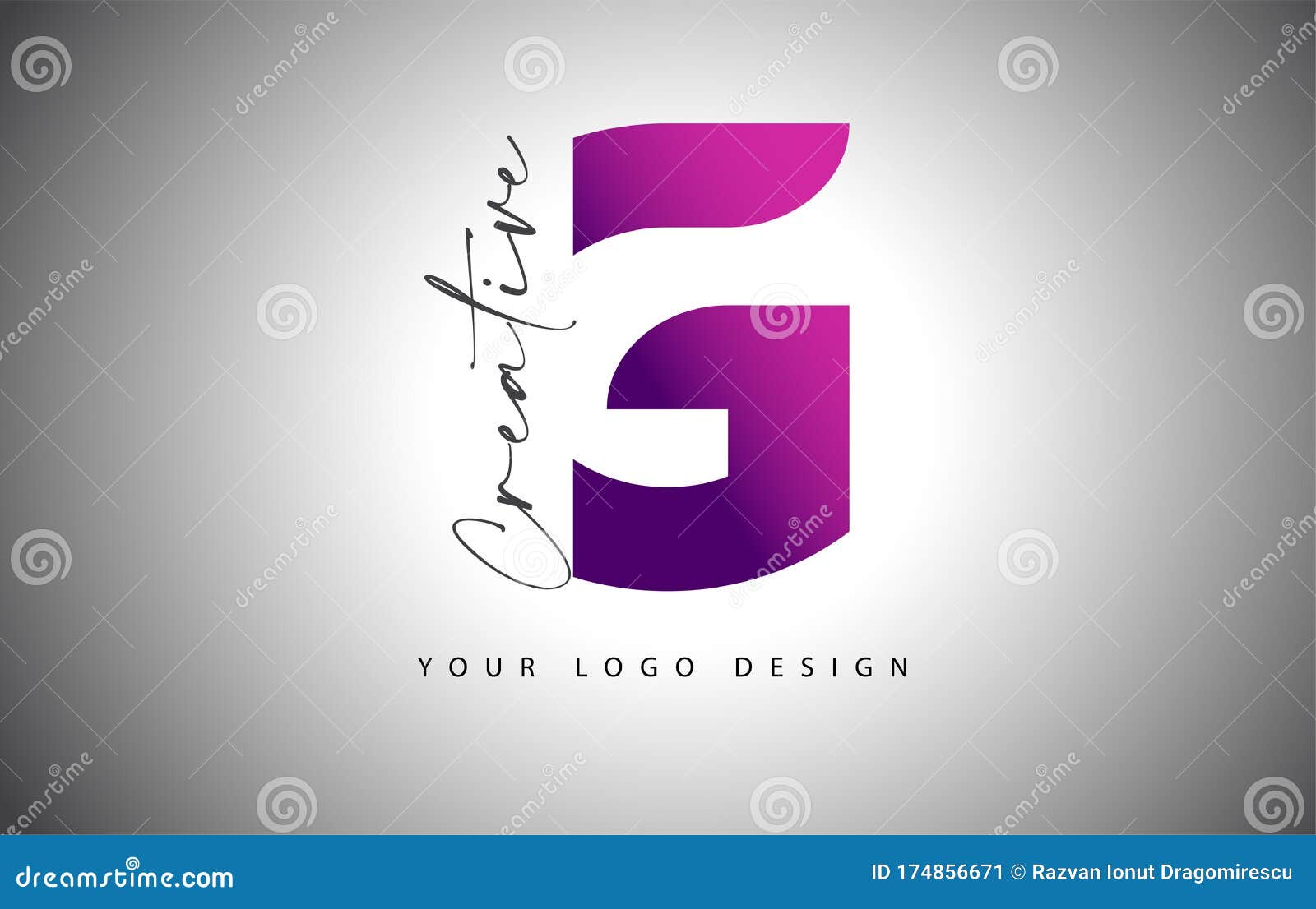 Creative Letter G Logo with Purple Gradient and Creative Letter Cut ...