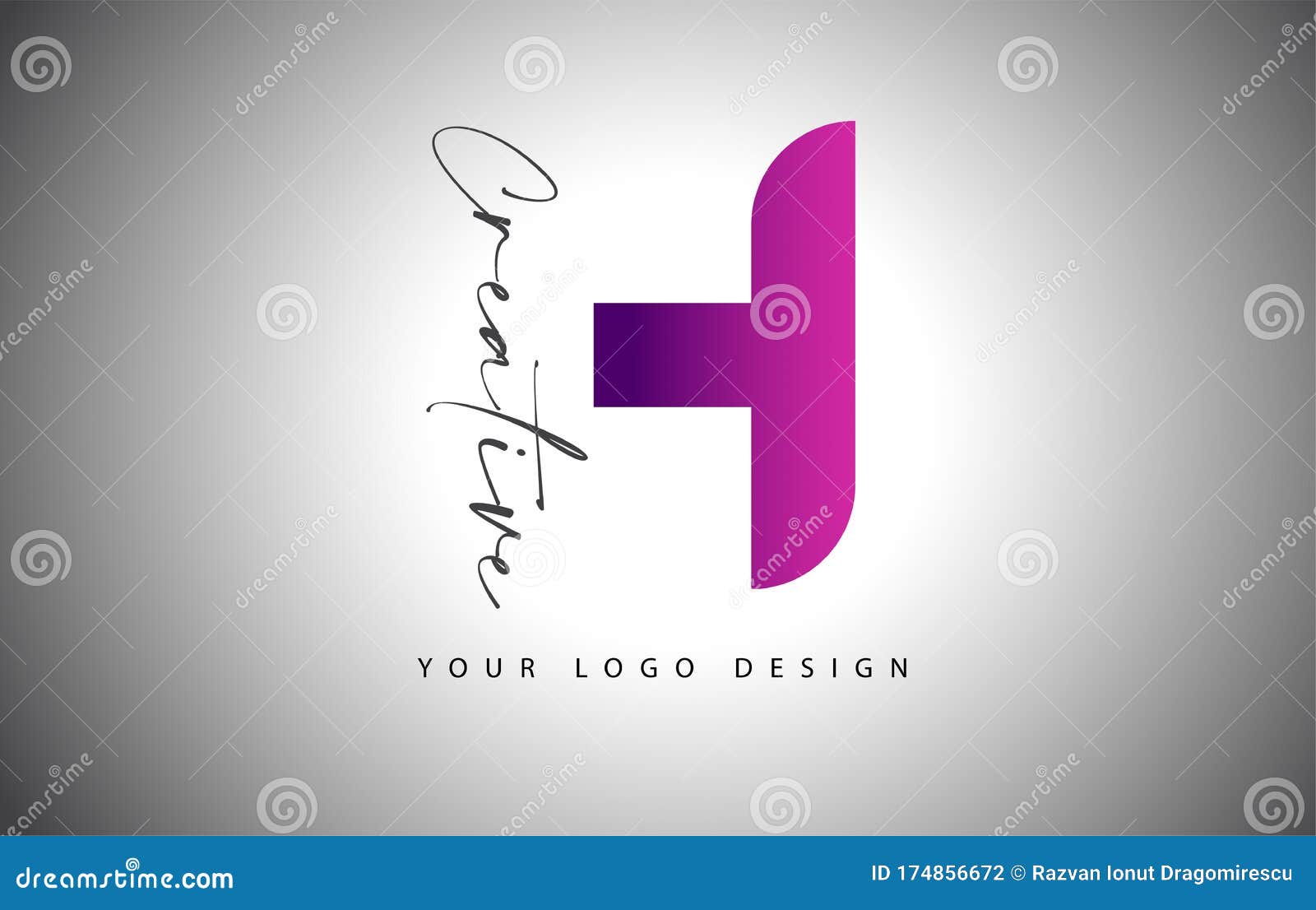 Creative Letter H Logo with Purple Gradient and Creative Letter Cut ...