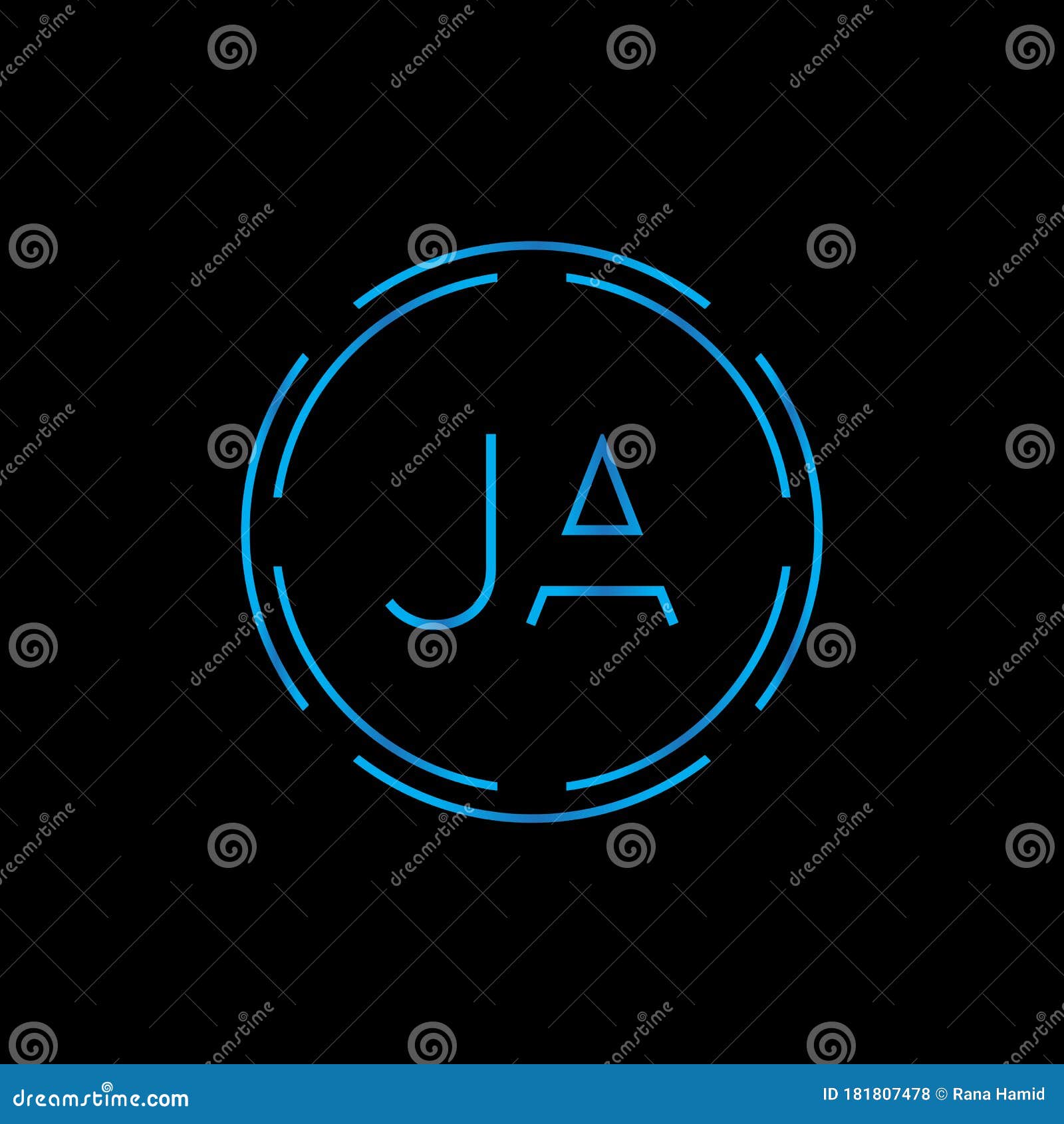 Creative Letter JA Logo Design Vector Template. Digital Linked Letter ...