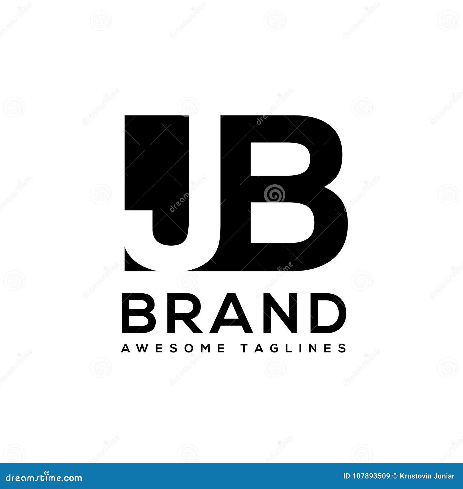 Creative Letter JB Logo Design Black and White Stock Vector ...