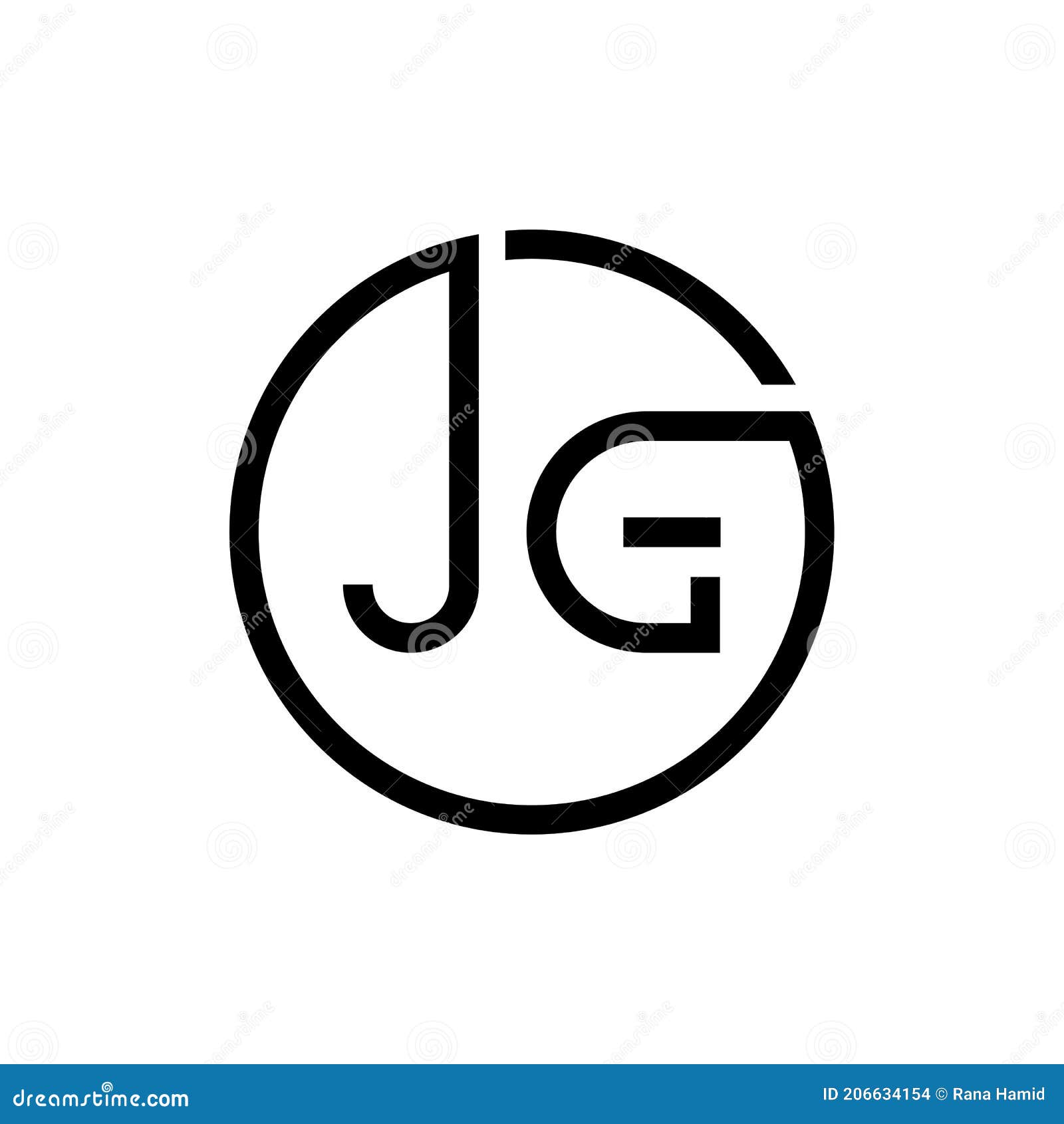 Creative Letter JG Logo Design Vector Template. Initial Circle Letter ...