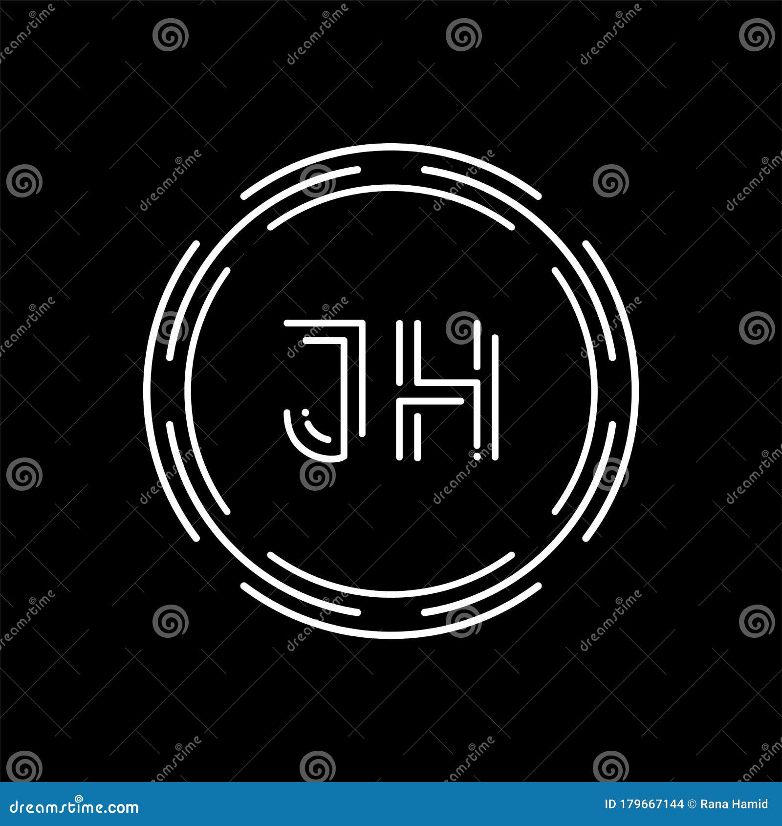 Creative Letter JH Logo Design Vector Template. Digital Linked Letter ...