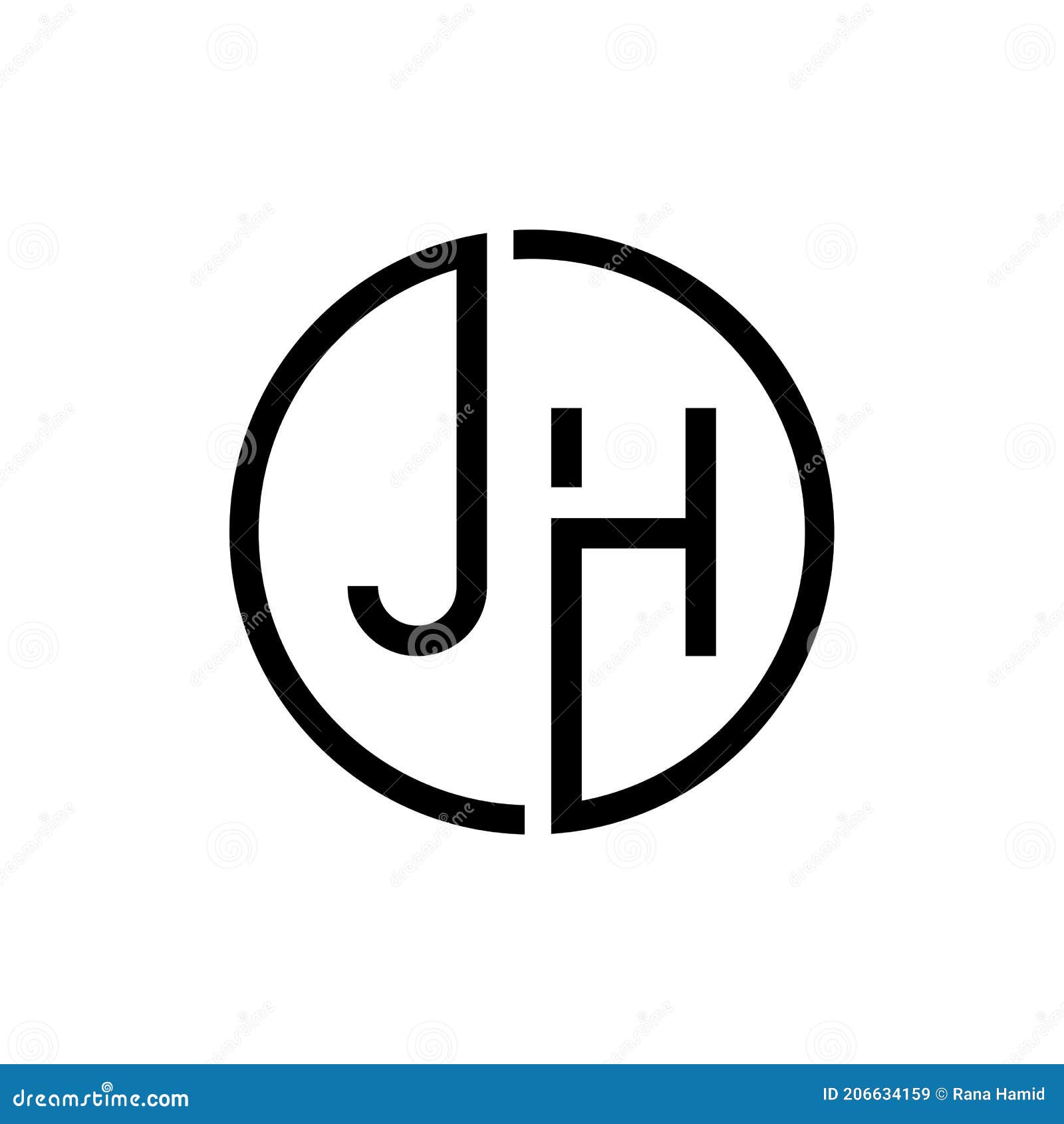 Creative Letter JH Logo Design Vector Template. Initial Circle Letter ...