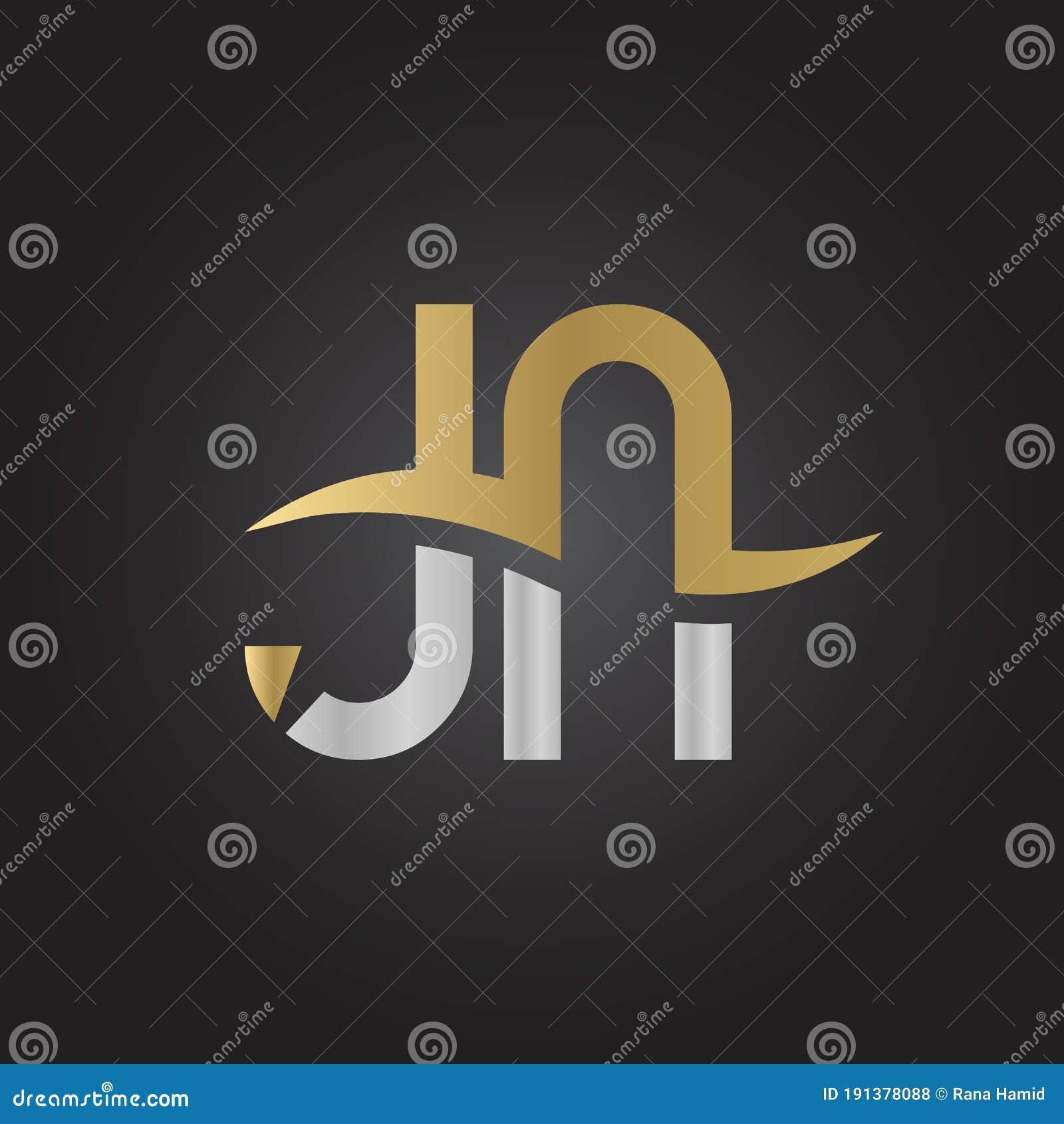 Creative Letter JN Logo Design Vector Template. Initial Linked Letter ...