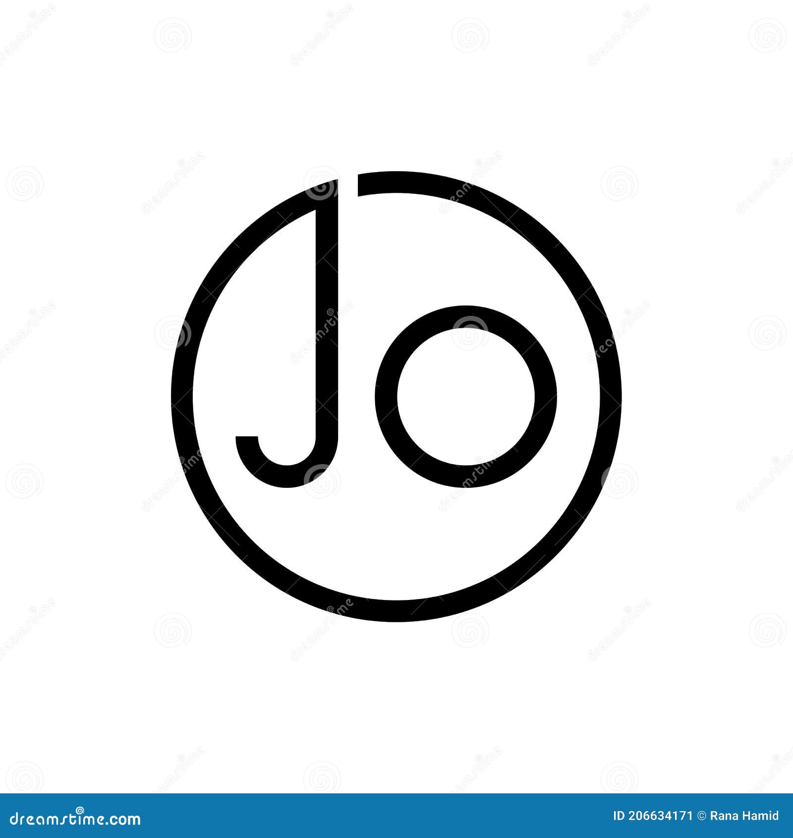 Creative Letter JO Logo Design Vector Template. Initial Circle Letter ...