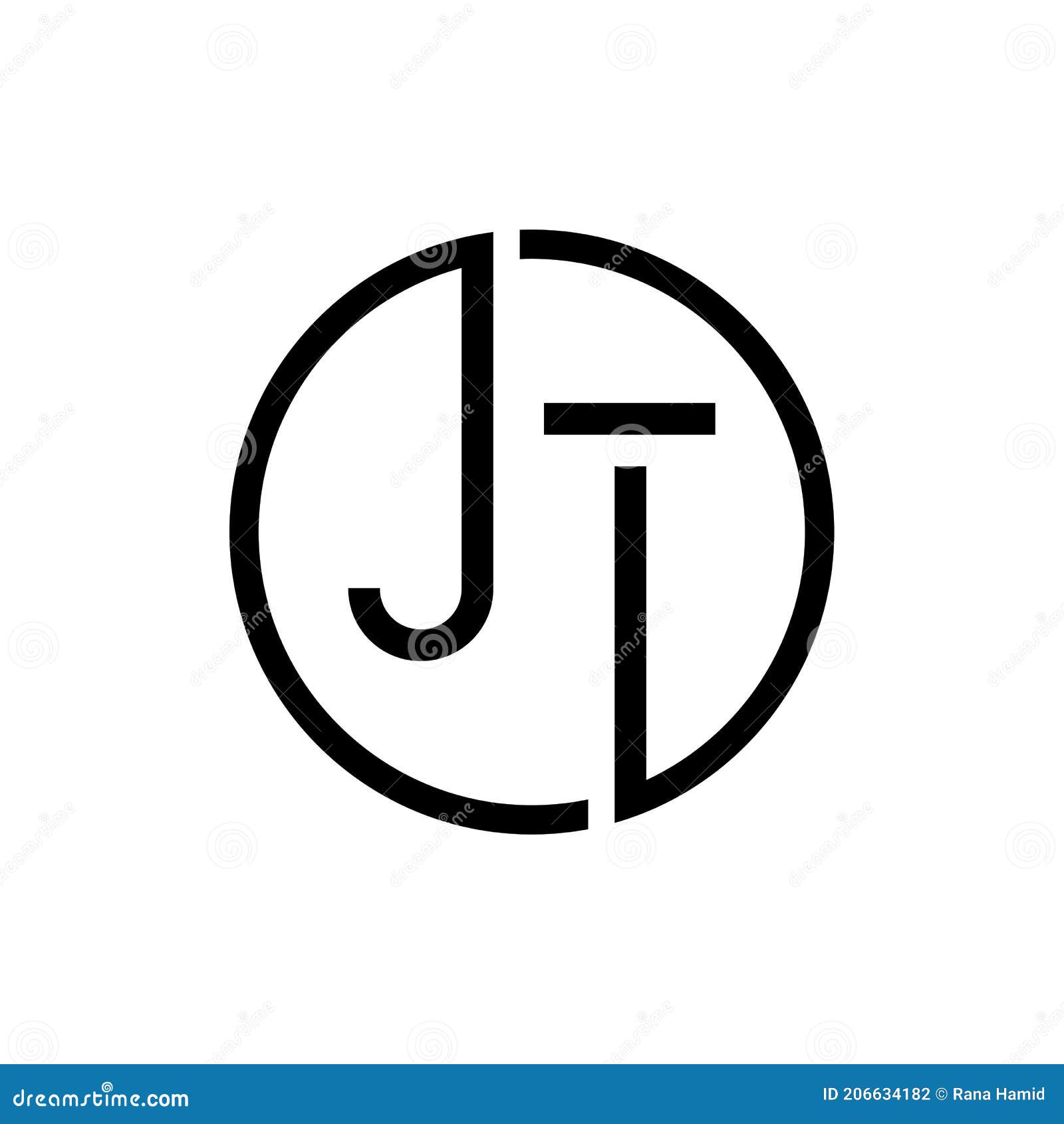 Creative Letter JT Logo Design Vector Template. Initial Circle Letter ...