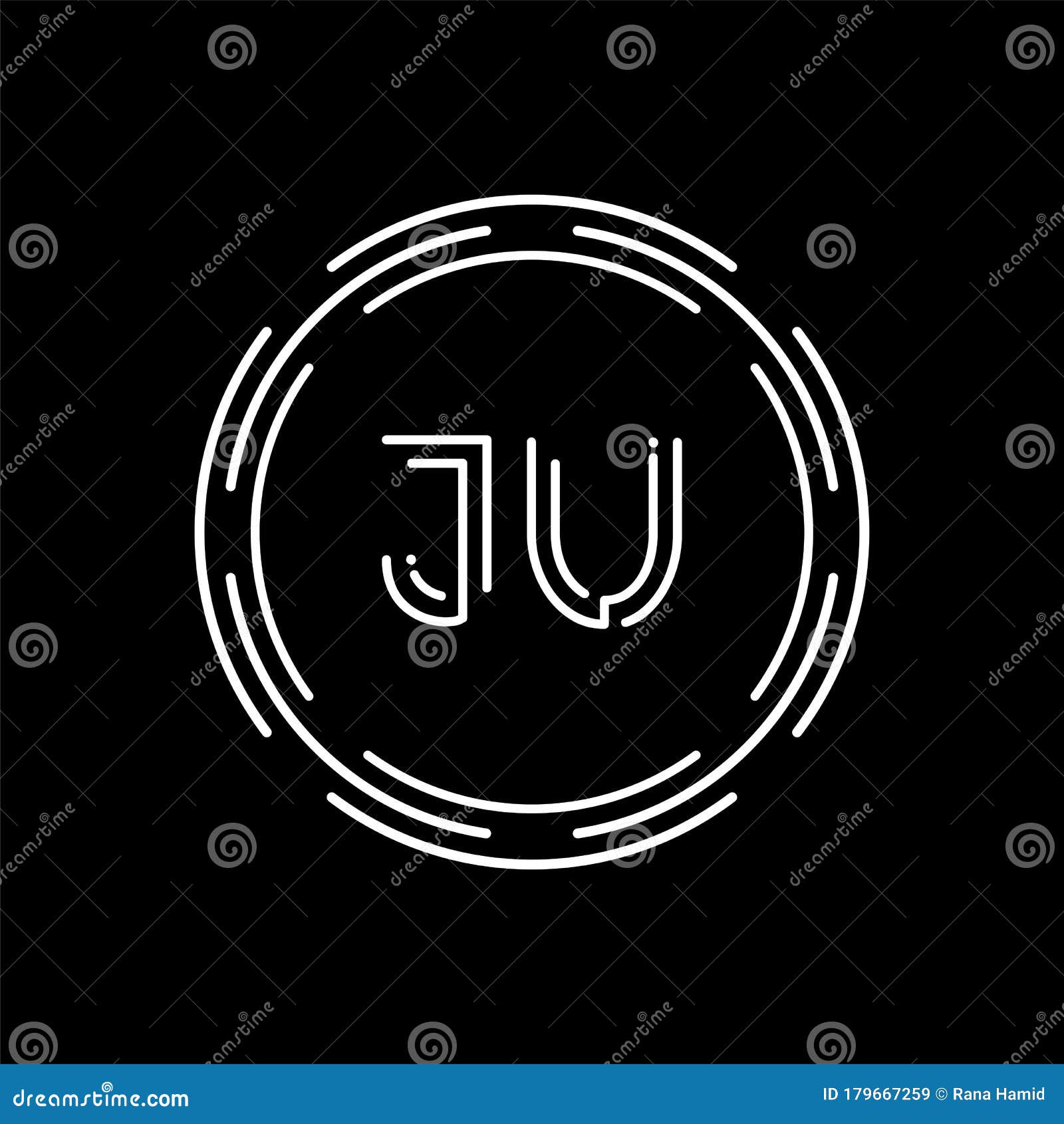 Creative Letter JU Logo Design Vector Template. Digital Linked Letter ...