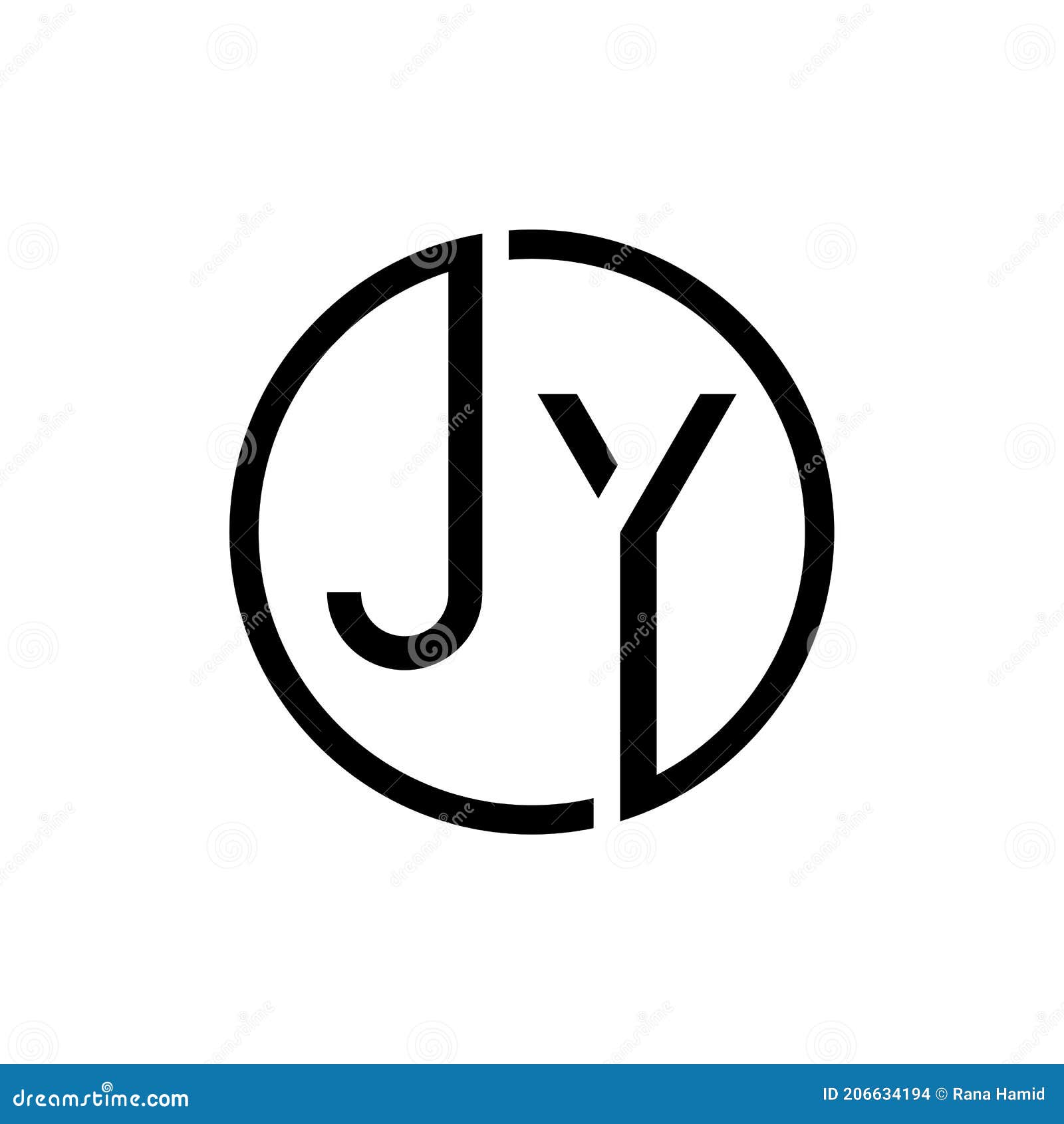 Creative Letter JY Logo Design Vector Template. Initial Circle Letter ...