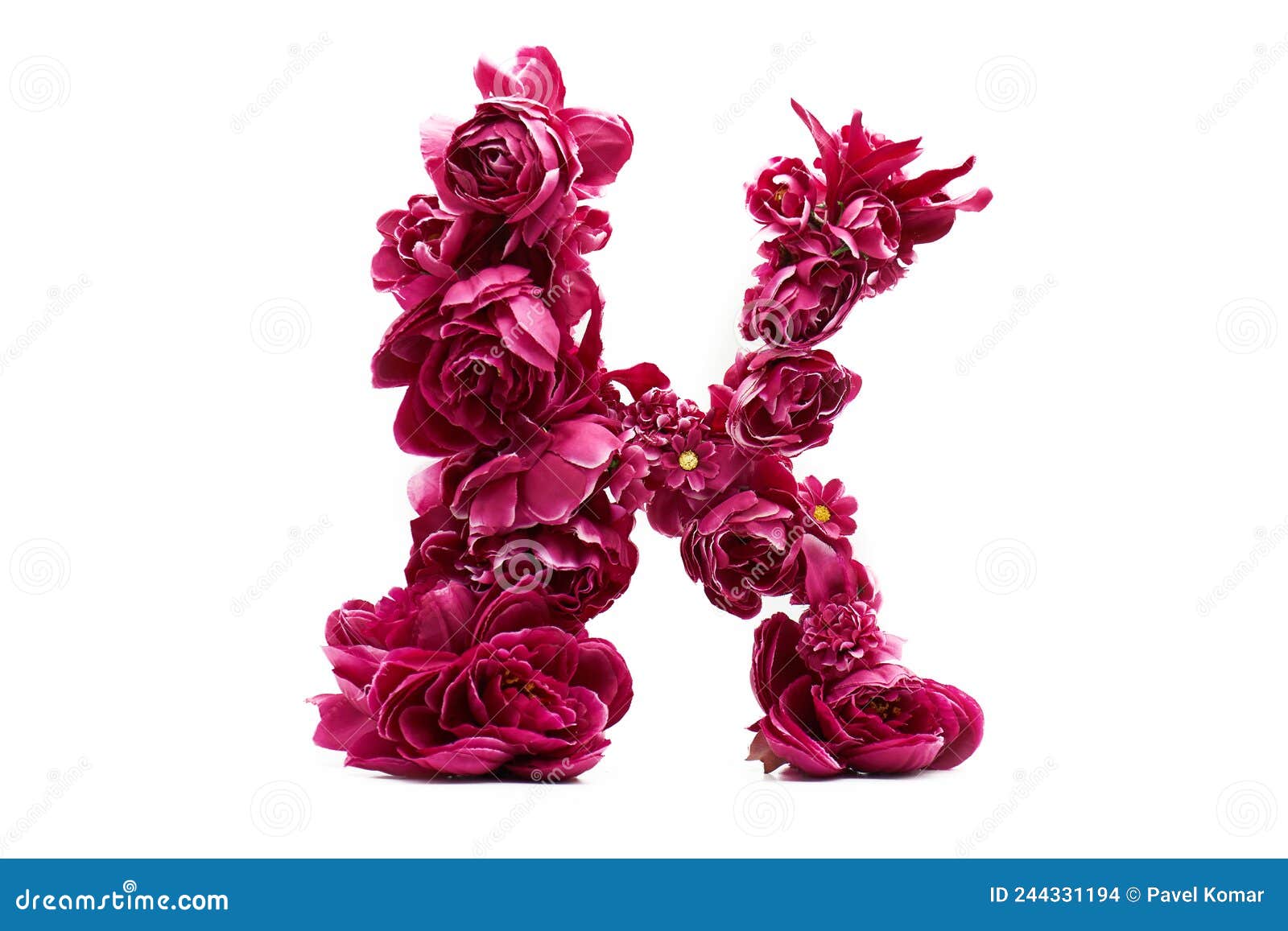 Creative Letter K of Red Flowers. Spring Mood. Alphabet. Creative ...