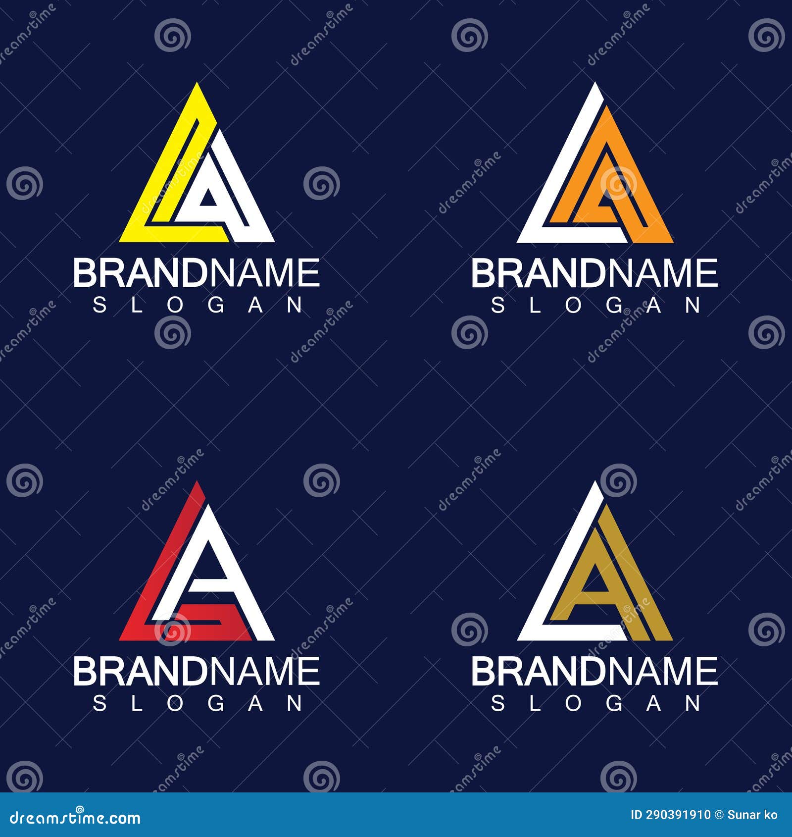 Creative Letter LA Triangle Shape Monogram Logo Stock Vector ...