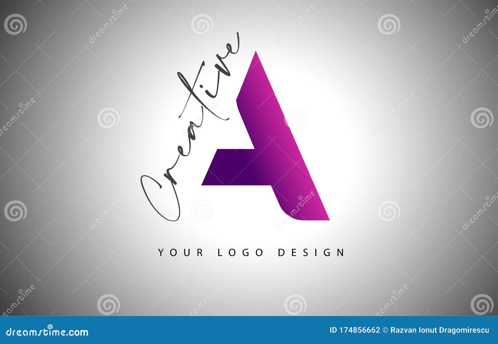 Creative Letter a Logo with Purple Gradient and Creative Letter Cut ...
