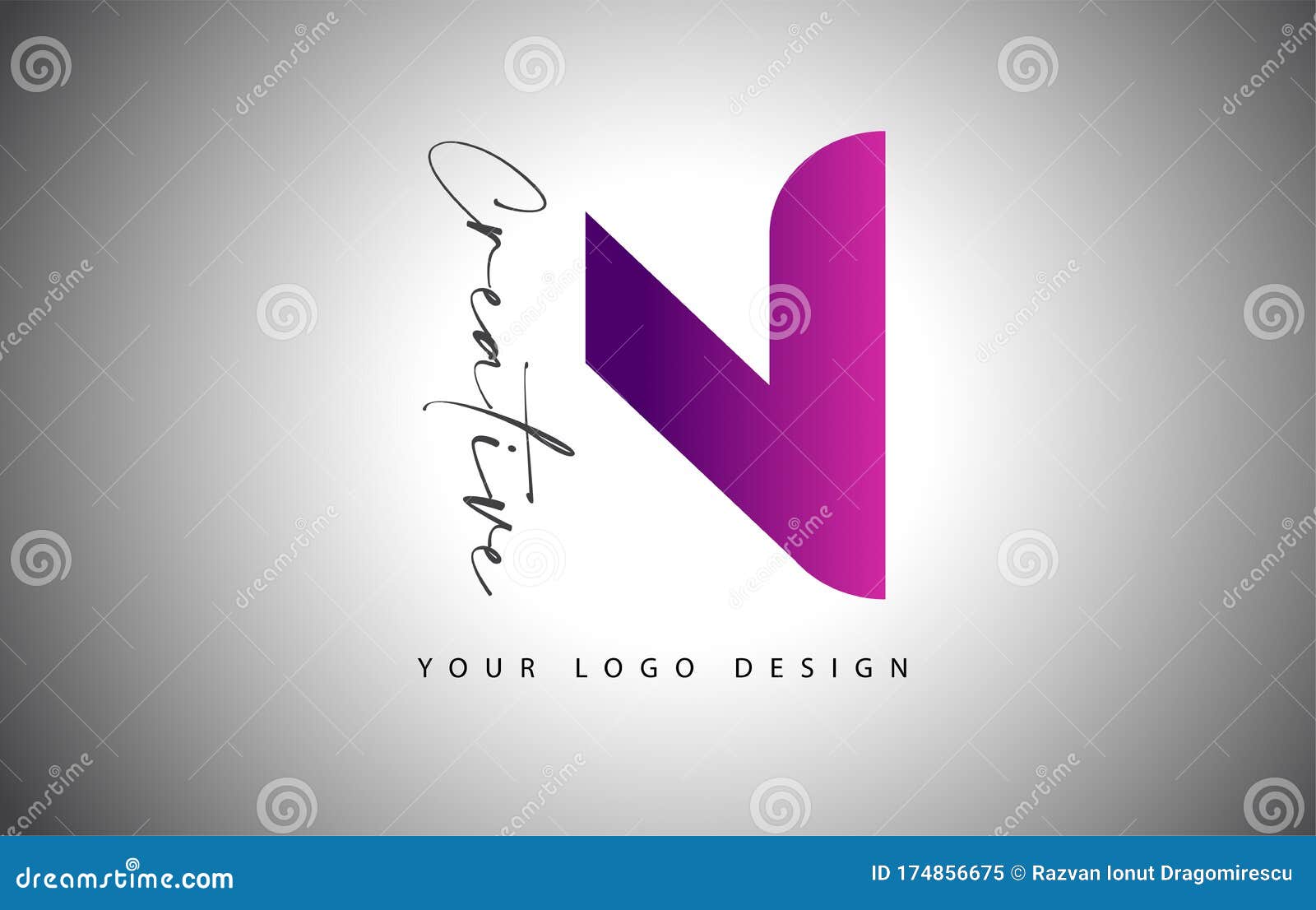 Creative Letter N Logo with Purple Gradient and Creative Letter Cut ...