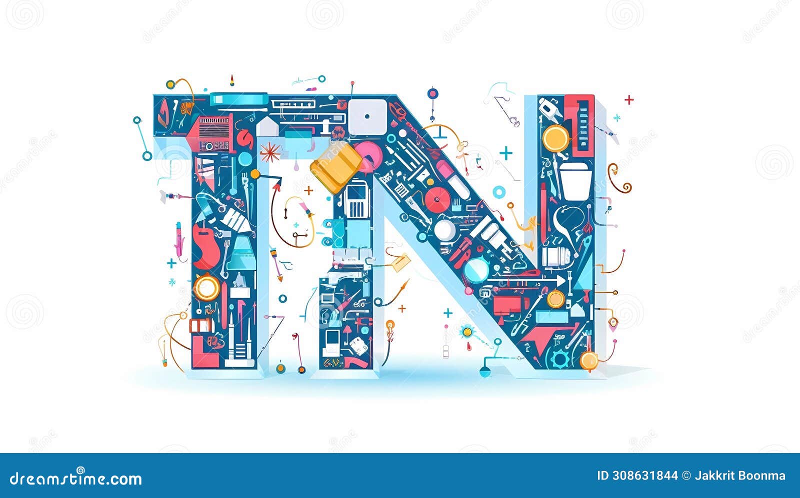 Creative Letter N Made of Electronic Components, Generative AI ...